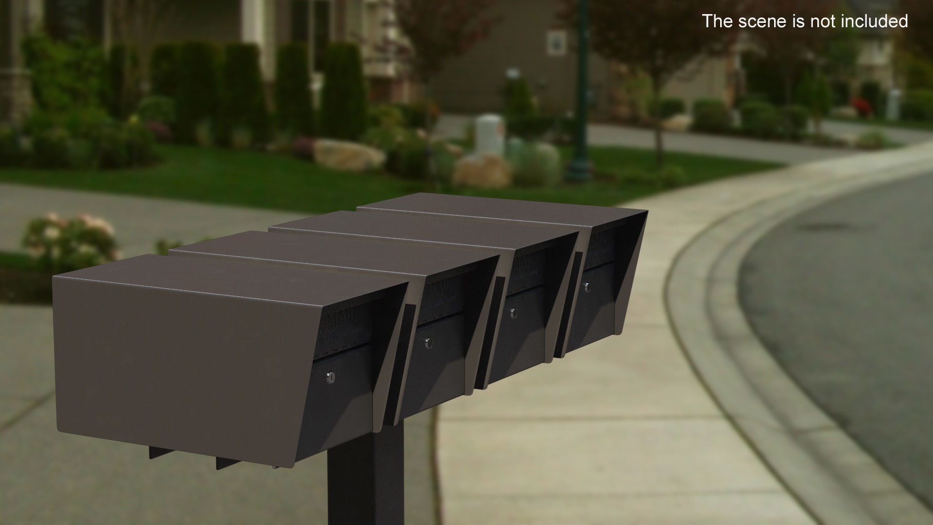Mailbox Complete Quad Mount Cluster 3D model | CGTrader