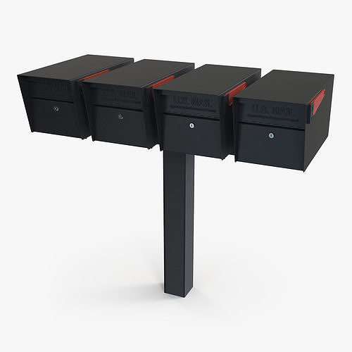 Mailbox Complete Quad Mount Cluster 3D model | CGTrader