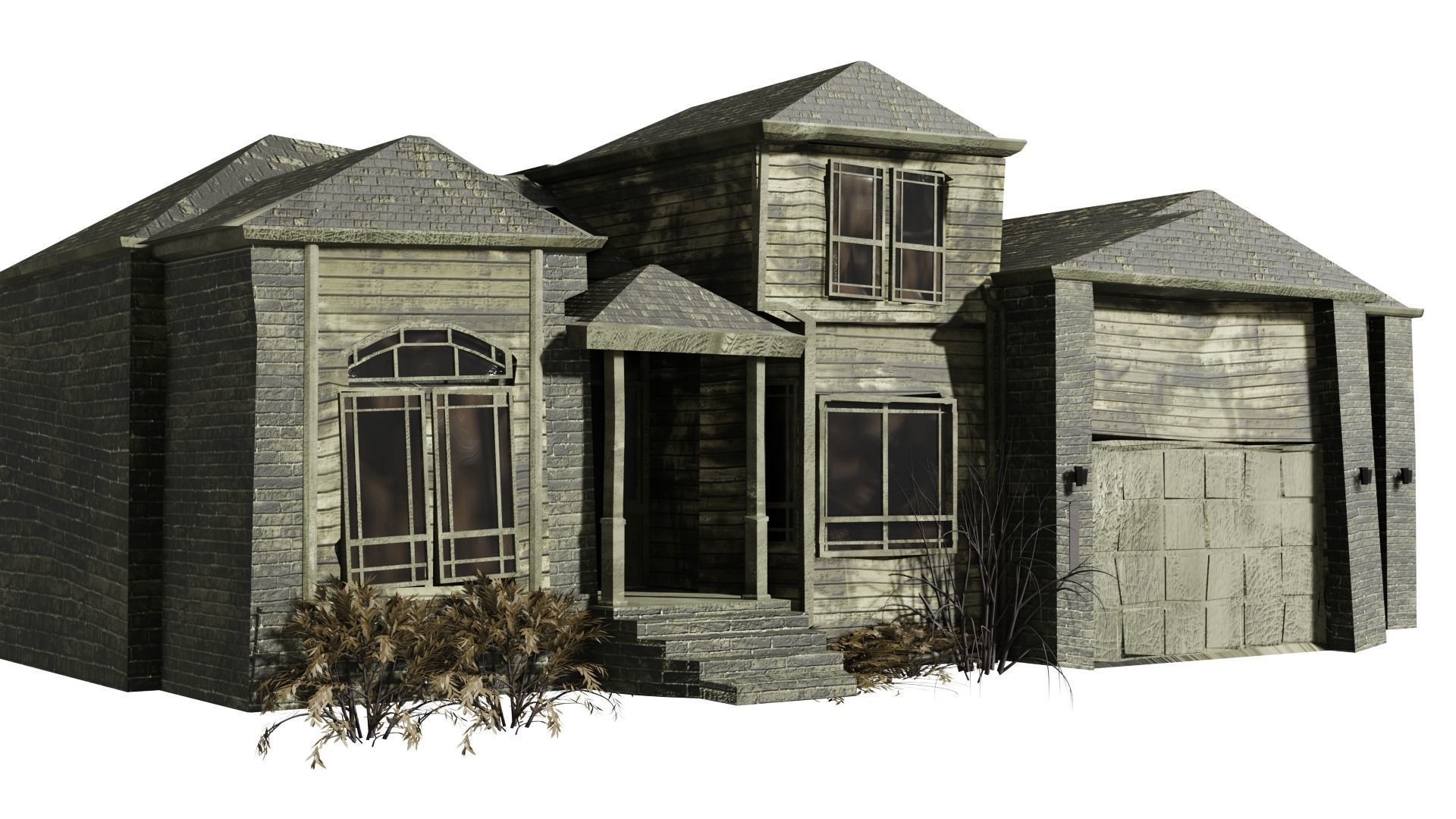 3D model Abandoned old house - realistic low poly A-1 VR / AR / low ...