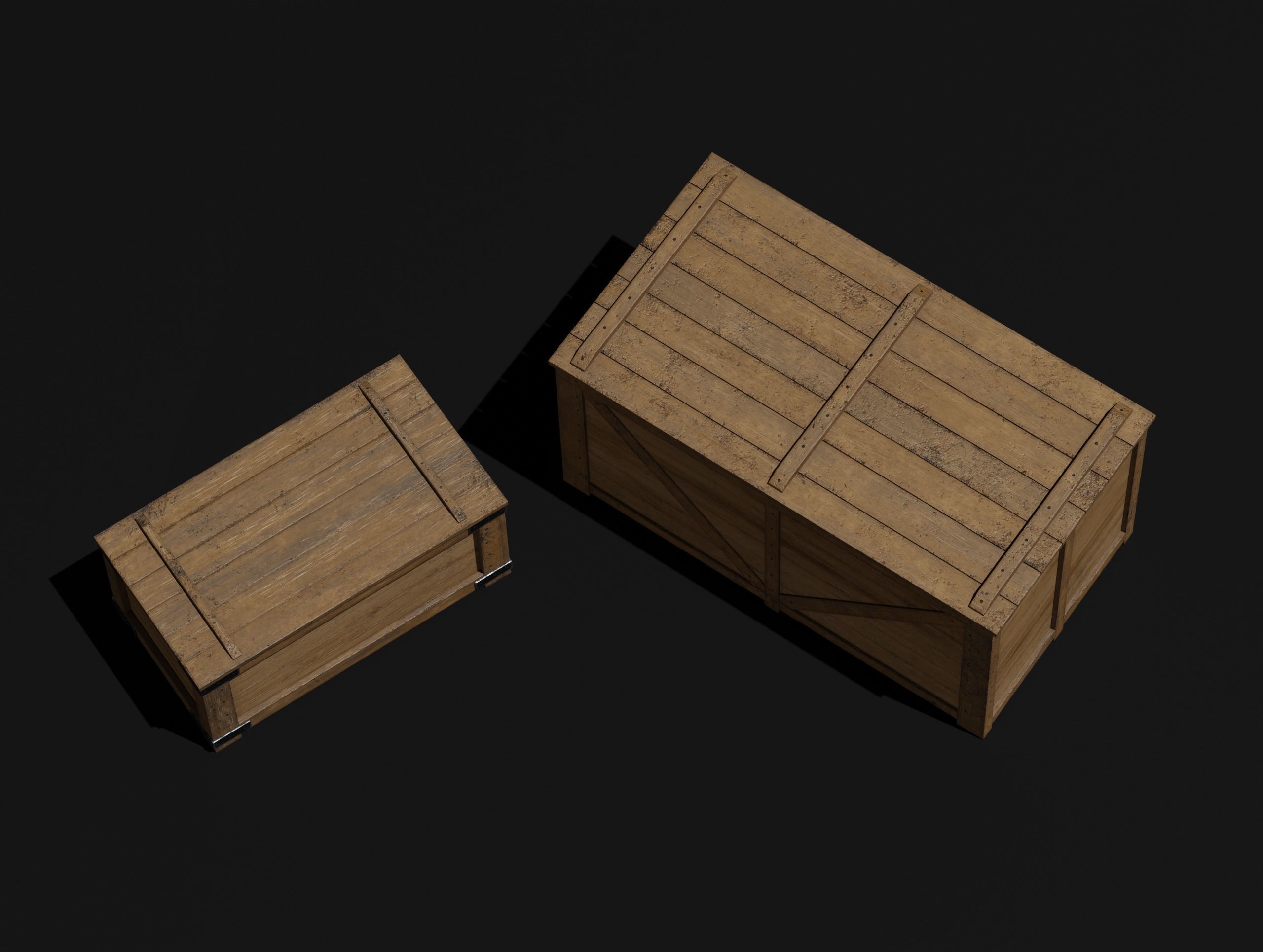 3D model LowPoly PBR 35 Wooden Crate Barrel props Pack 3D Models VR ...