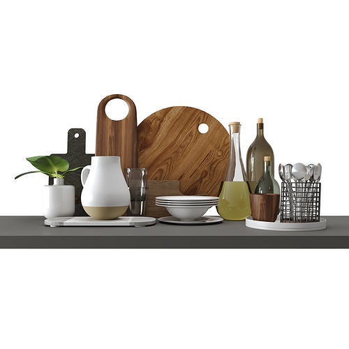 Set Of Ceramic Dishes Kitchen Decor 3D model | CGTrader