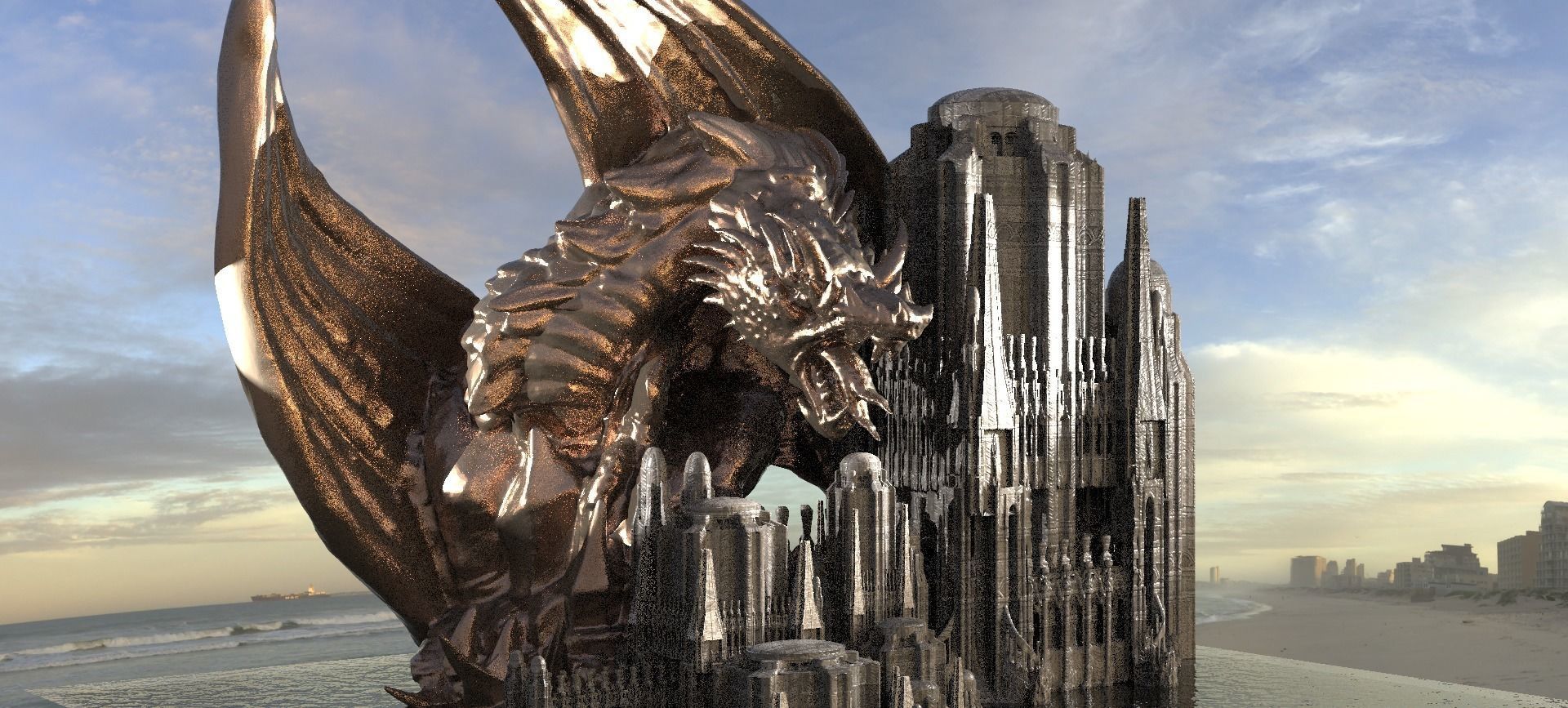Dragon Monolith statue City Kit bash 3D model | CGTrader