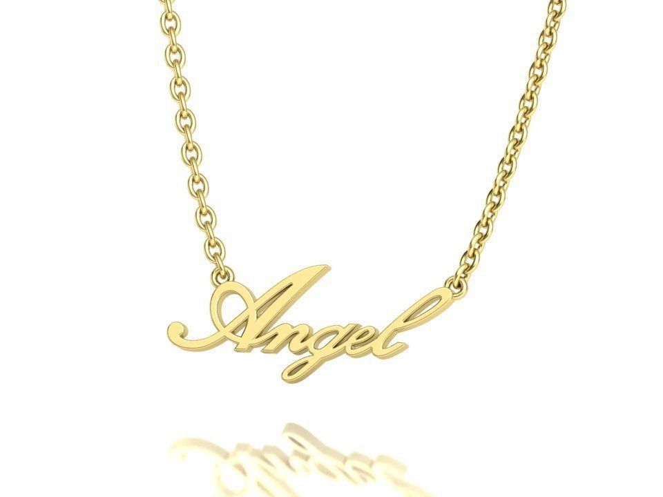 Angel Word Necklace 27mm wide Angel Inscription Necklace 3D model 3D ...