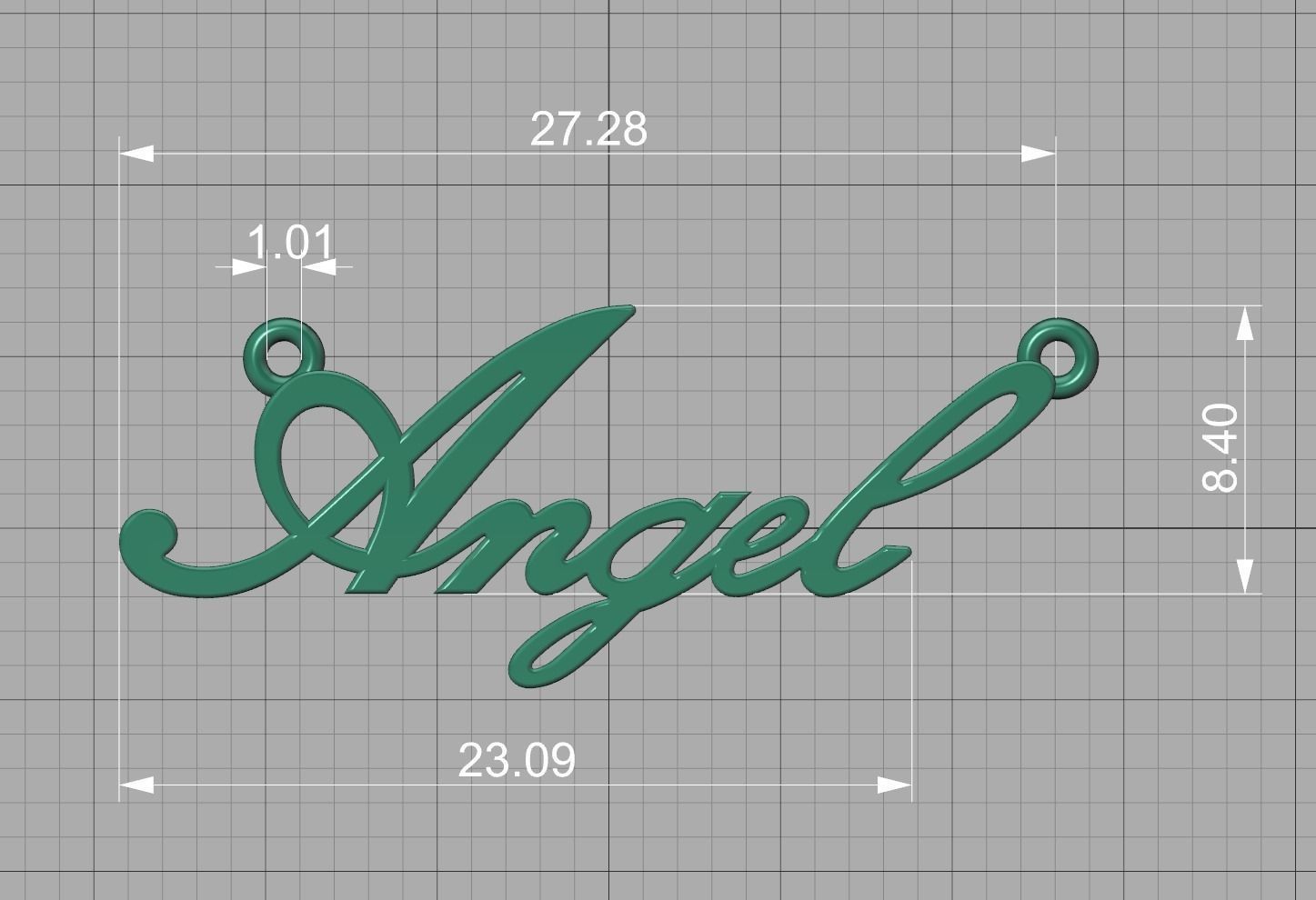 Angel Word Necklace 27mm wide Angel Inscription Necklace 3D model 3D ...