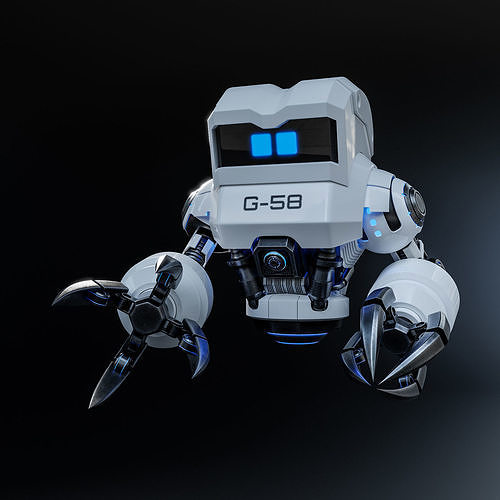 Cute Space Robot Rigged G-58 White 3D model rigged | CGTrader