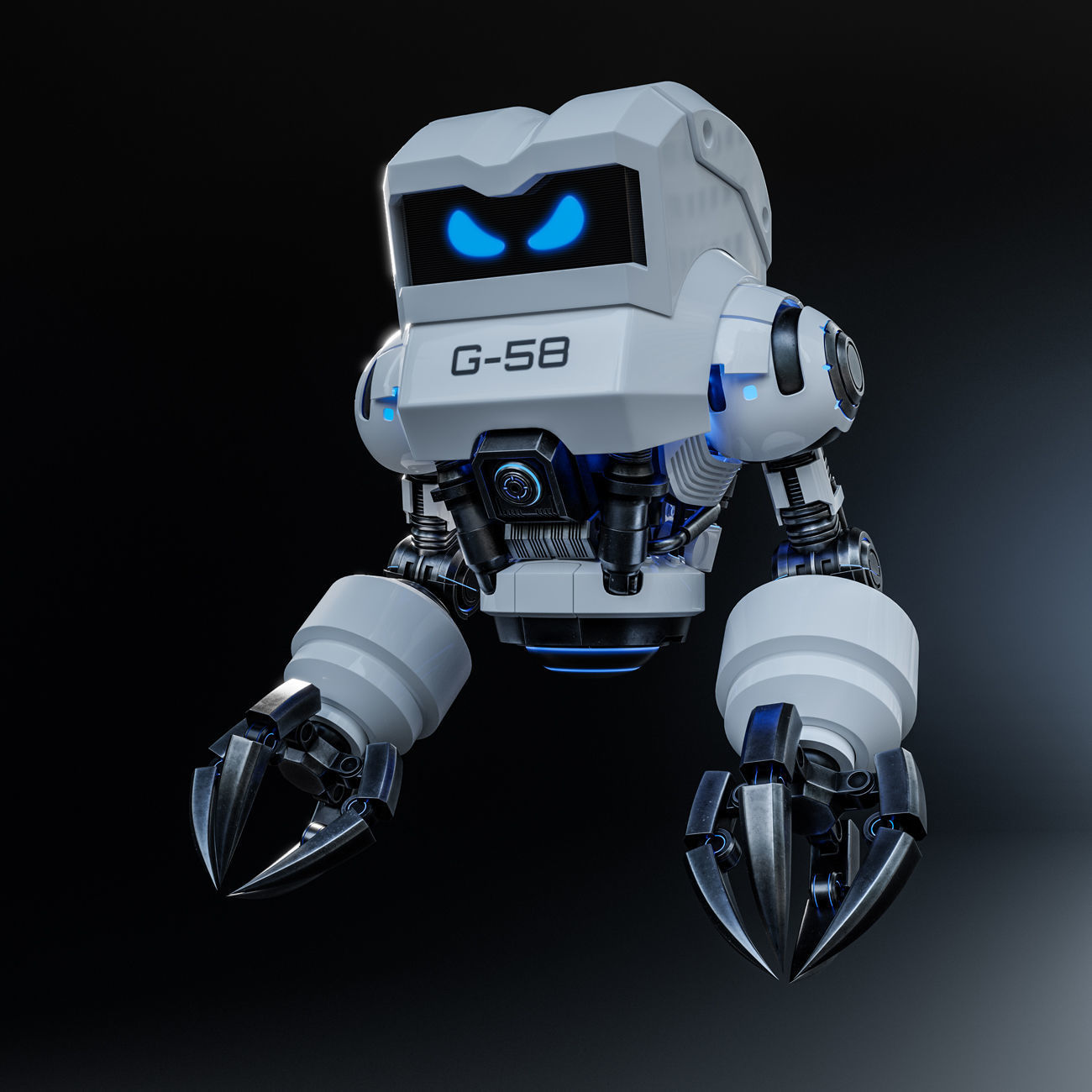 Cute Space Robot Rigged G-58 White 3D model rigged | CGTrader