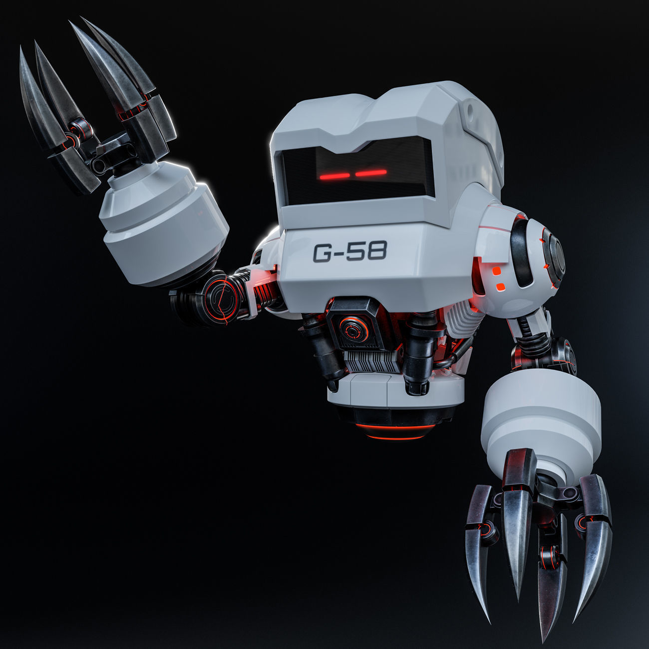 Cute Space Robot Rigged G-58 White 3D model rigged | CGTrader