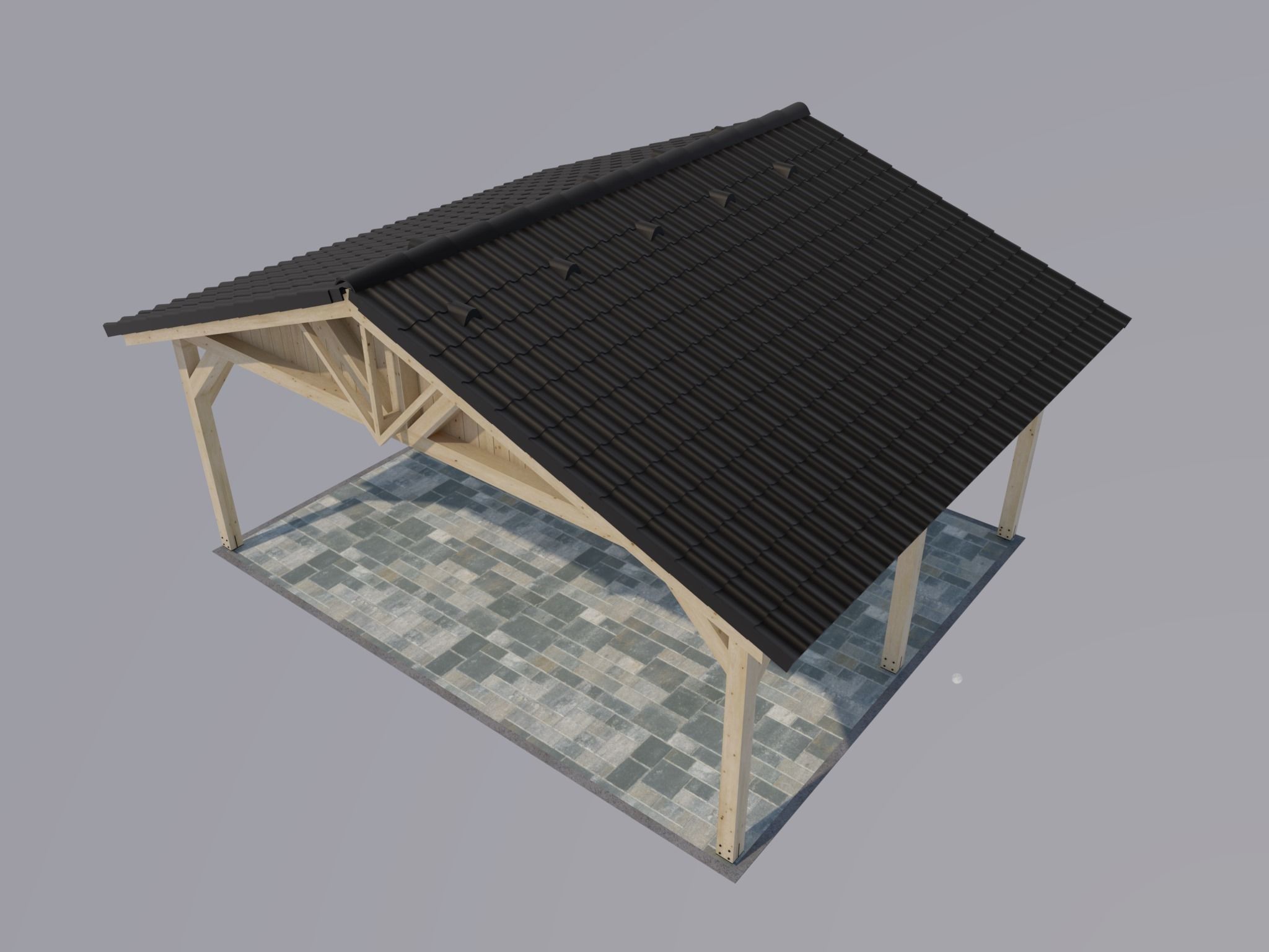 5x6 carport red tile 3D model | CGTrader