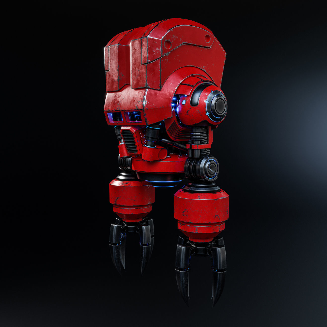 Cute Space Robot Rigged G-58 Red 3D model rigged | CGTrader