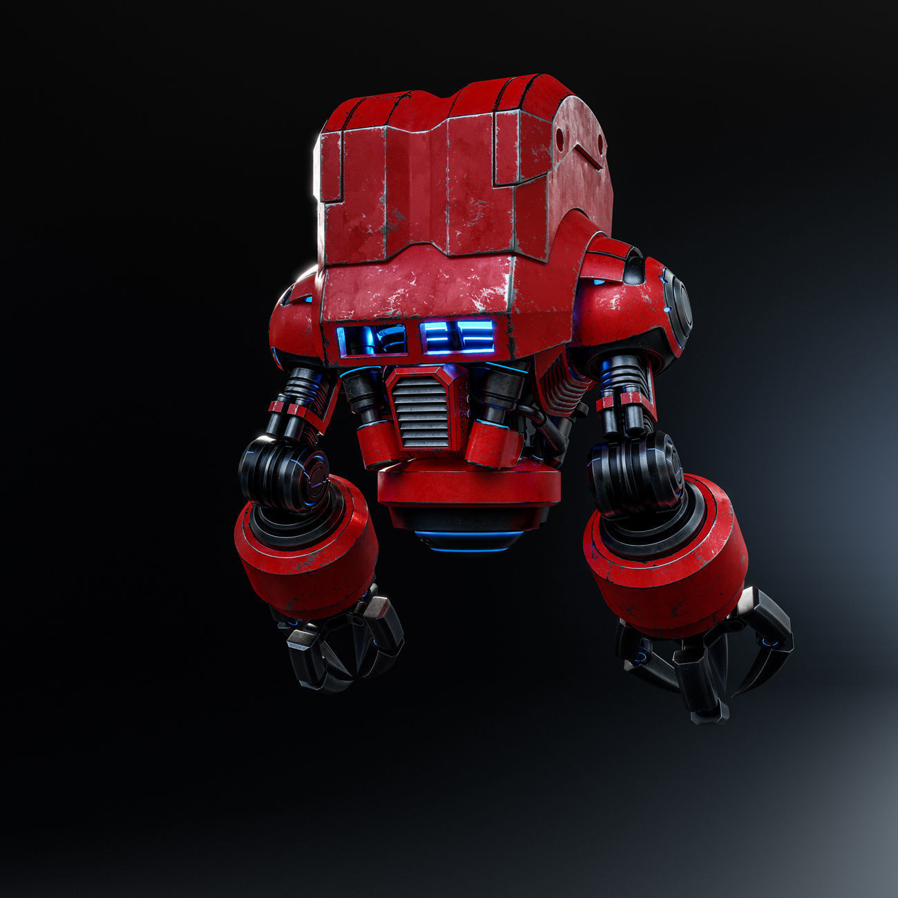 Cute Space Robot Rigged G-58 Red 3D model rigged | CGTrader