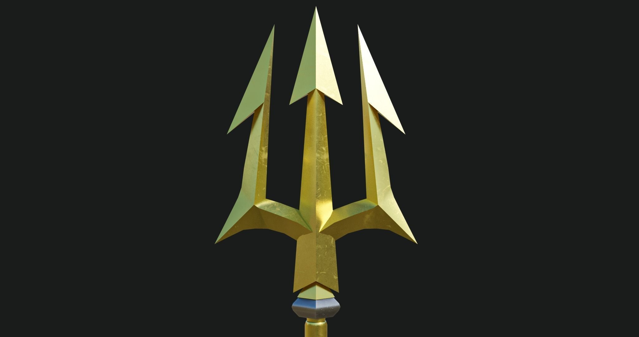 3D model Trident 01 Gold Weapon All PBR Unity UE Textures Included VR ...