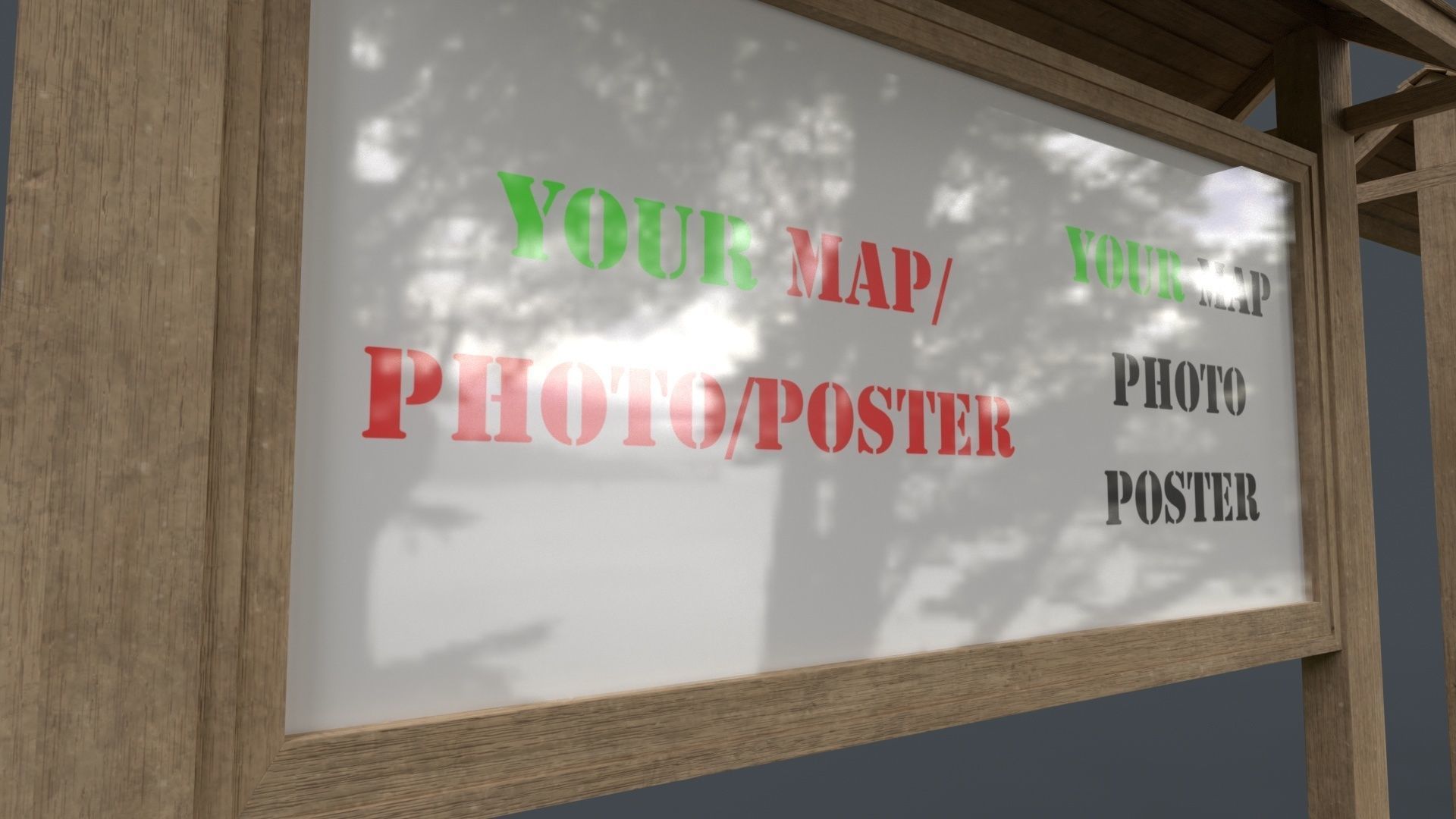 3D model PBR Outdoor Wooden Notice Board A VR / AR / low-poly | CGTrader