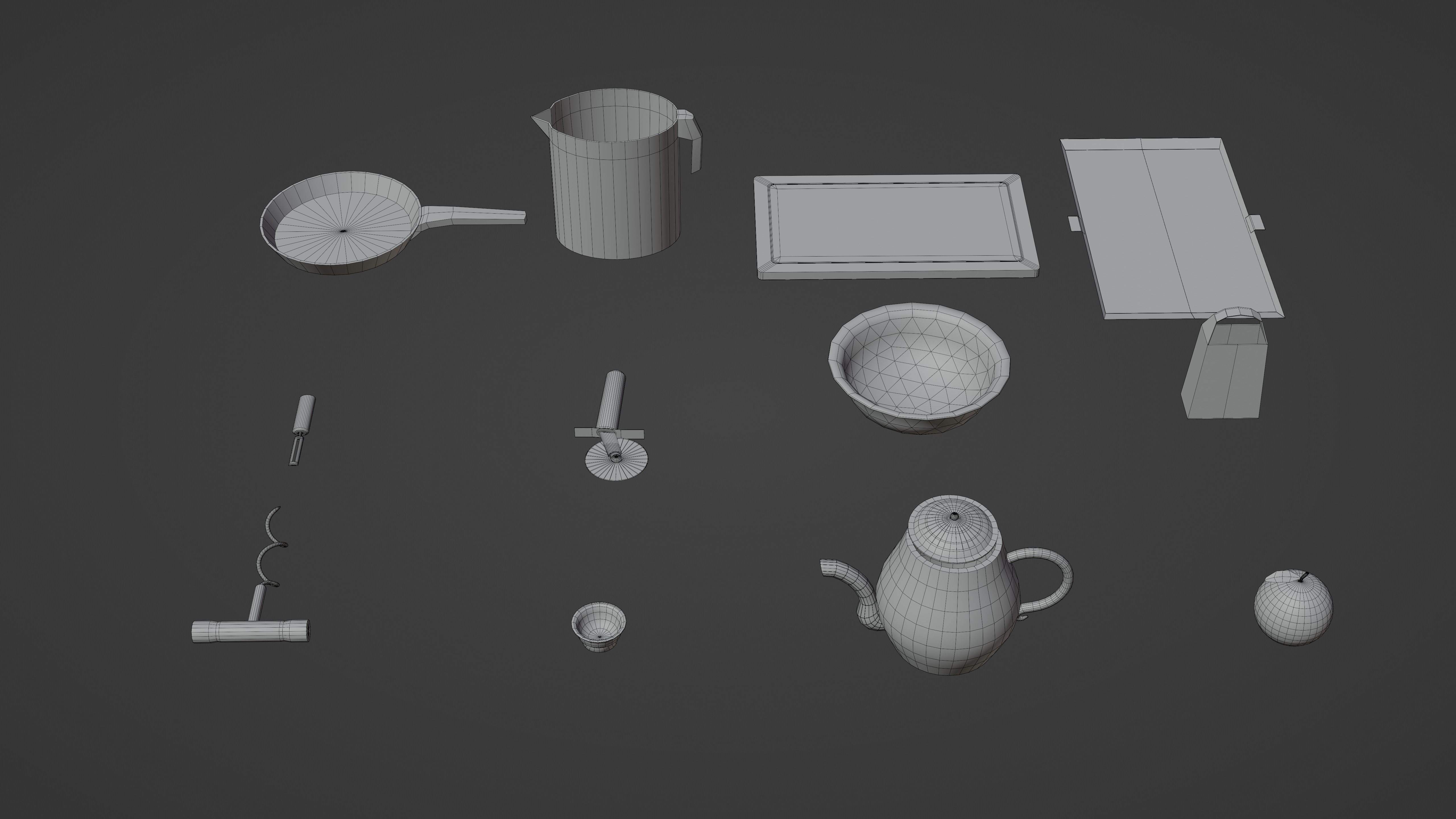 3D model 3D Kitchenware props collection in realistic hard surface ...