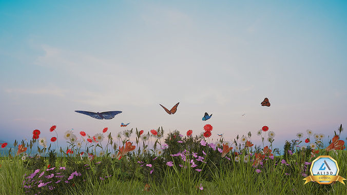 3D model Group of circling Animated Butterflies VR / AR / low-poly ...