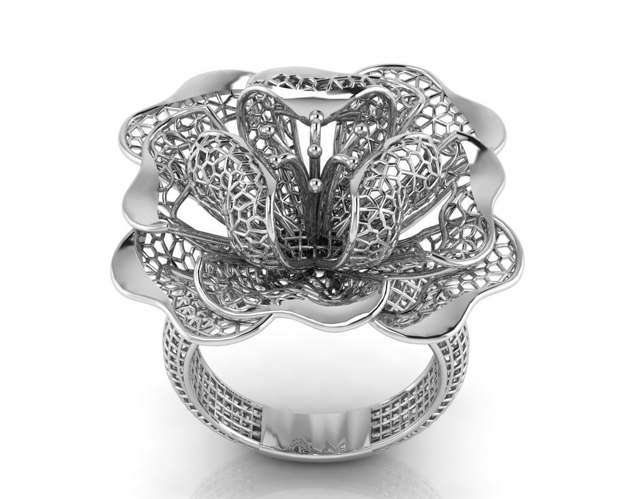 Net Design Jaali Ring 3D model 3D printable | CGTrader