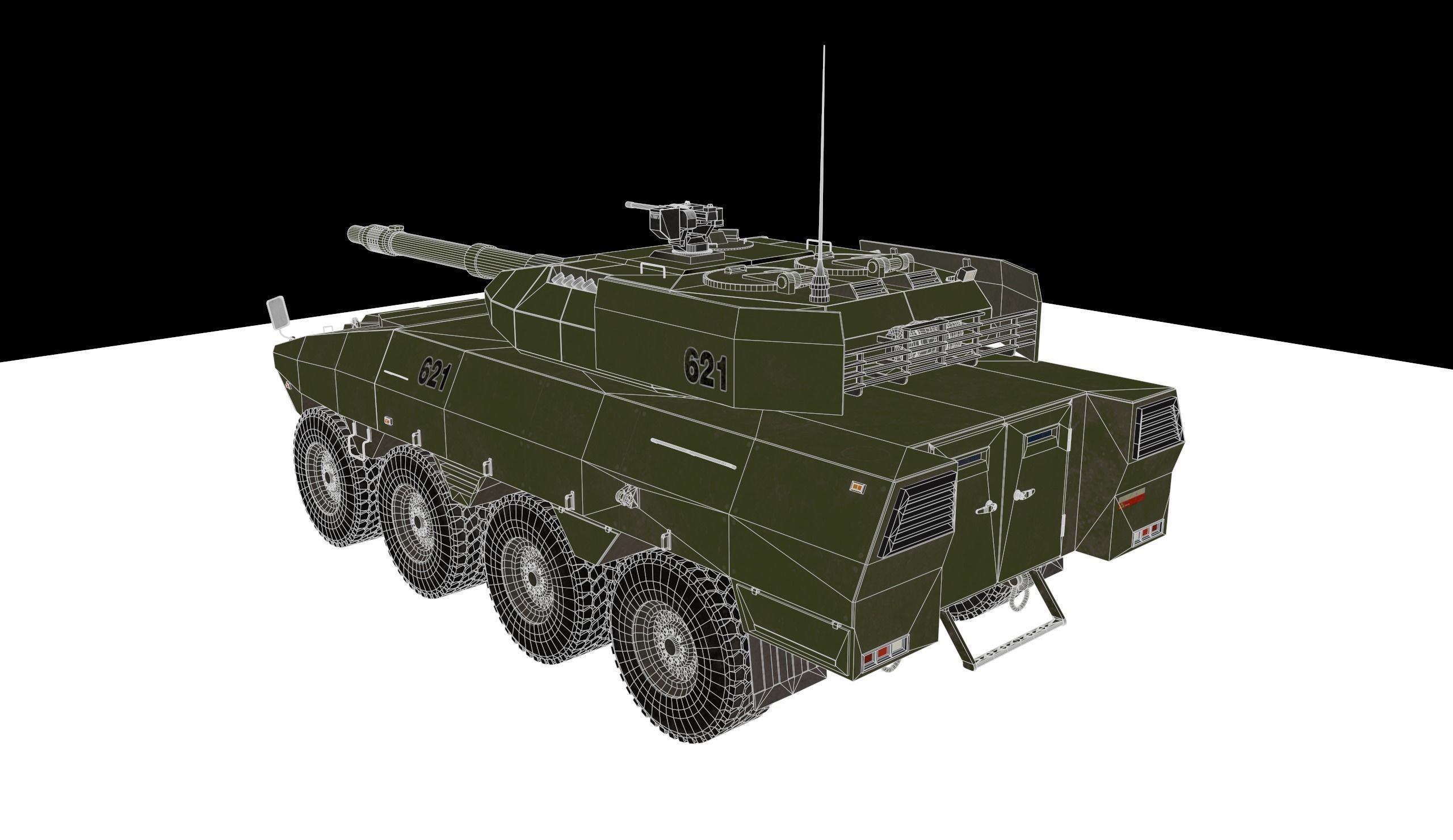 3D model Combat wheeled armored car concept PBR Low-poly Game-ready VR ...