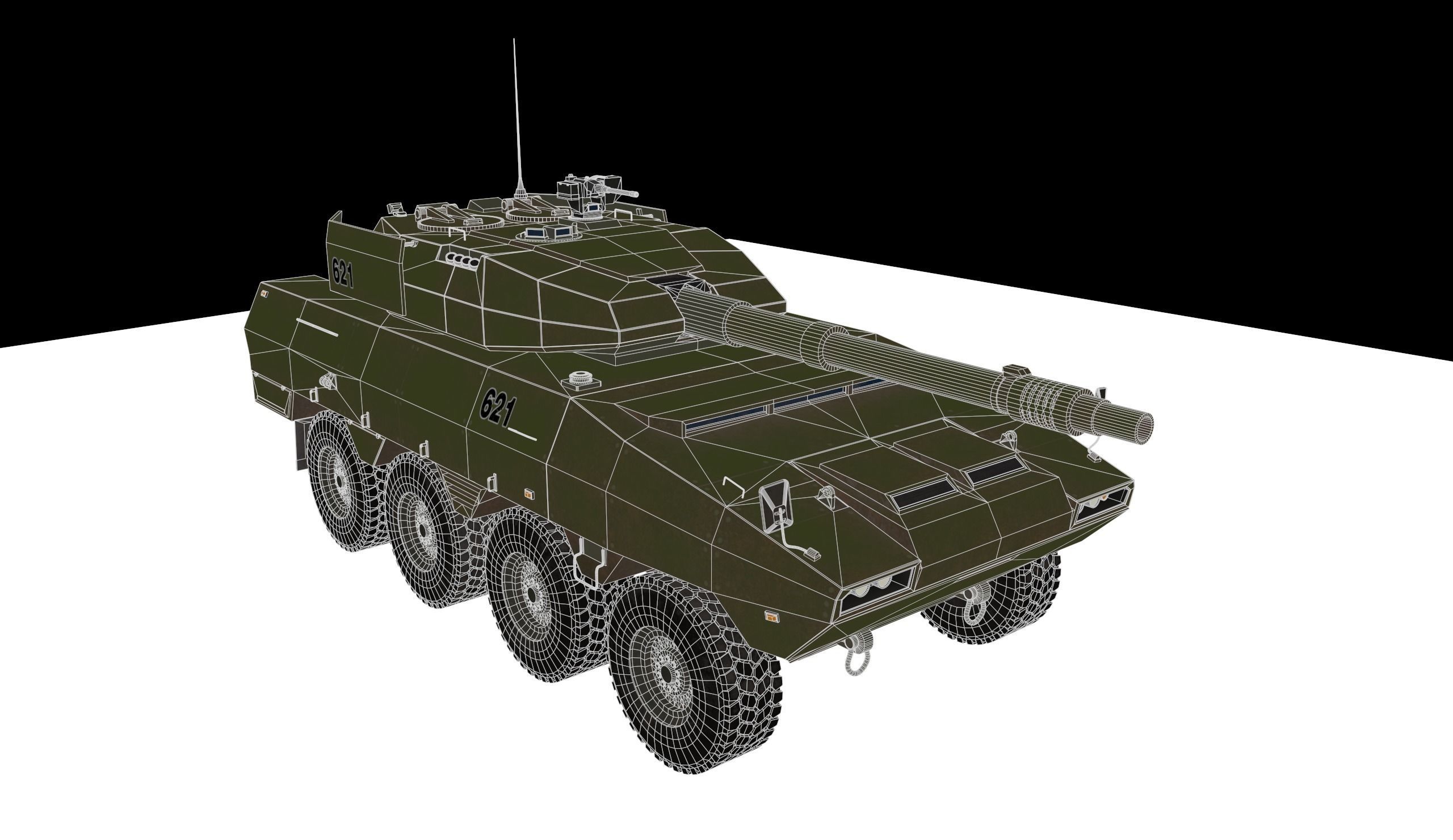 3D model Combat wheeled armored car concept PBR Low-poly Game-ready VR ...
