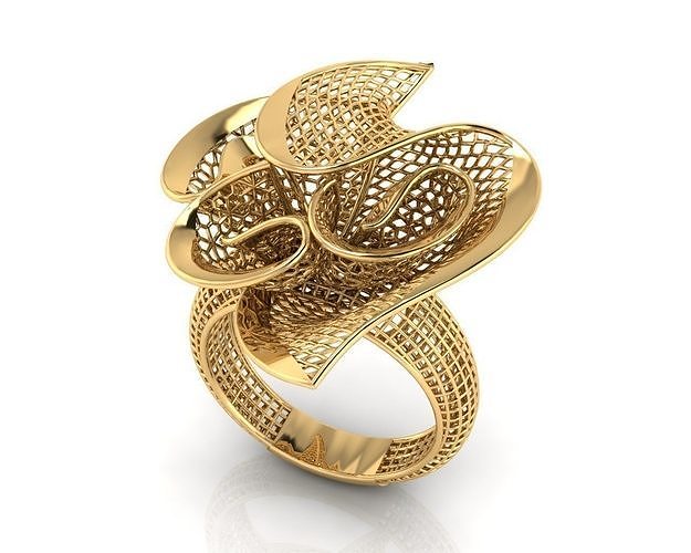 Net Design Jaali Ring 3D model 3D printable | CGTrader