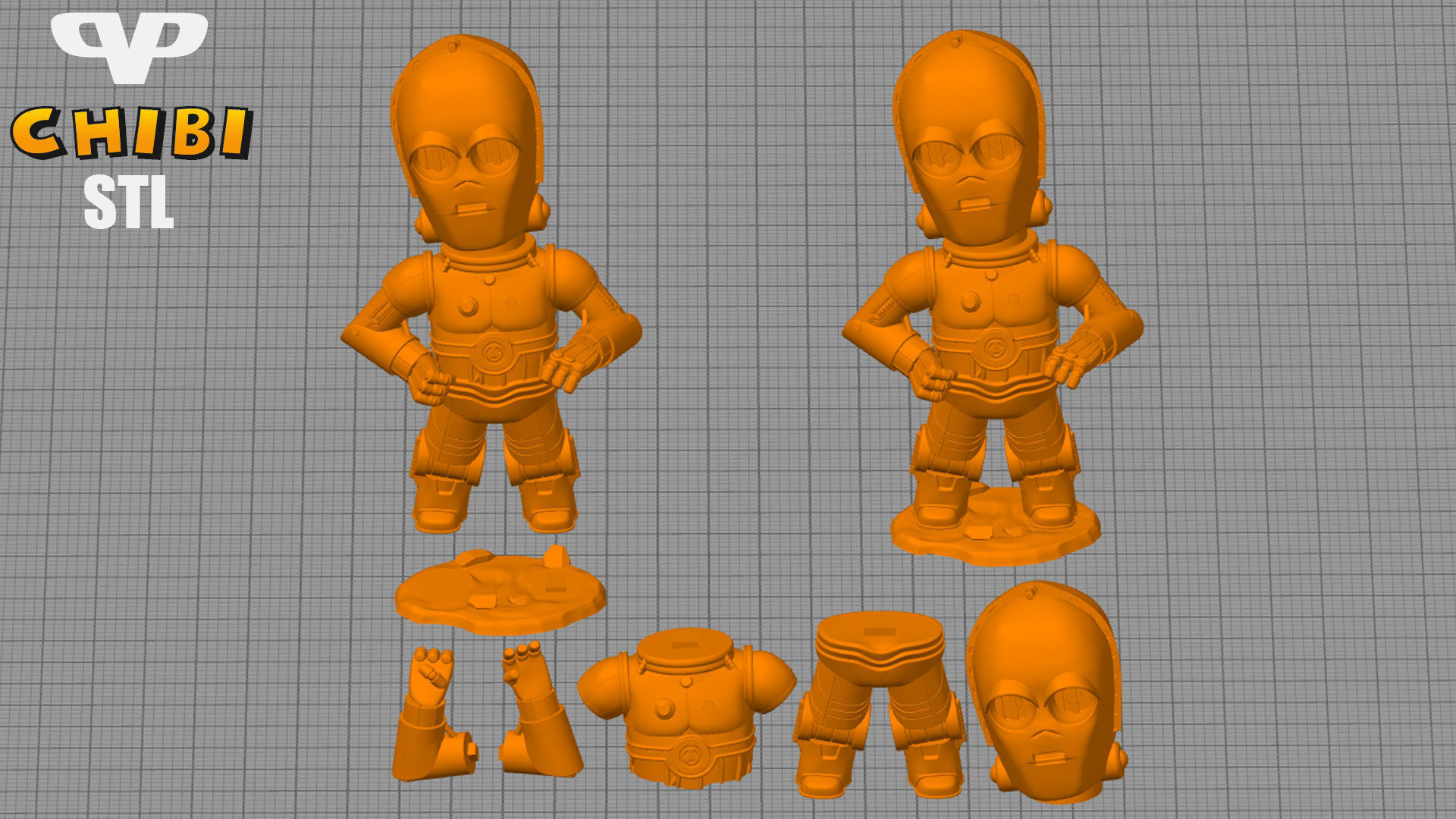 C-3PO Chibi STL for 3D Printing ChibiSTL 3DXM 3D model 3D printable ...