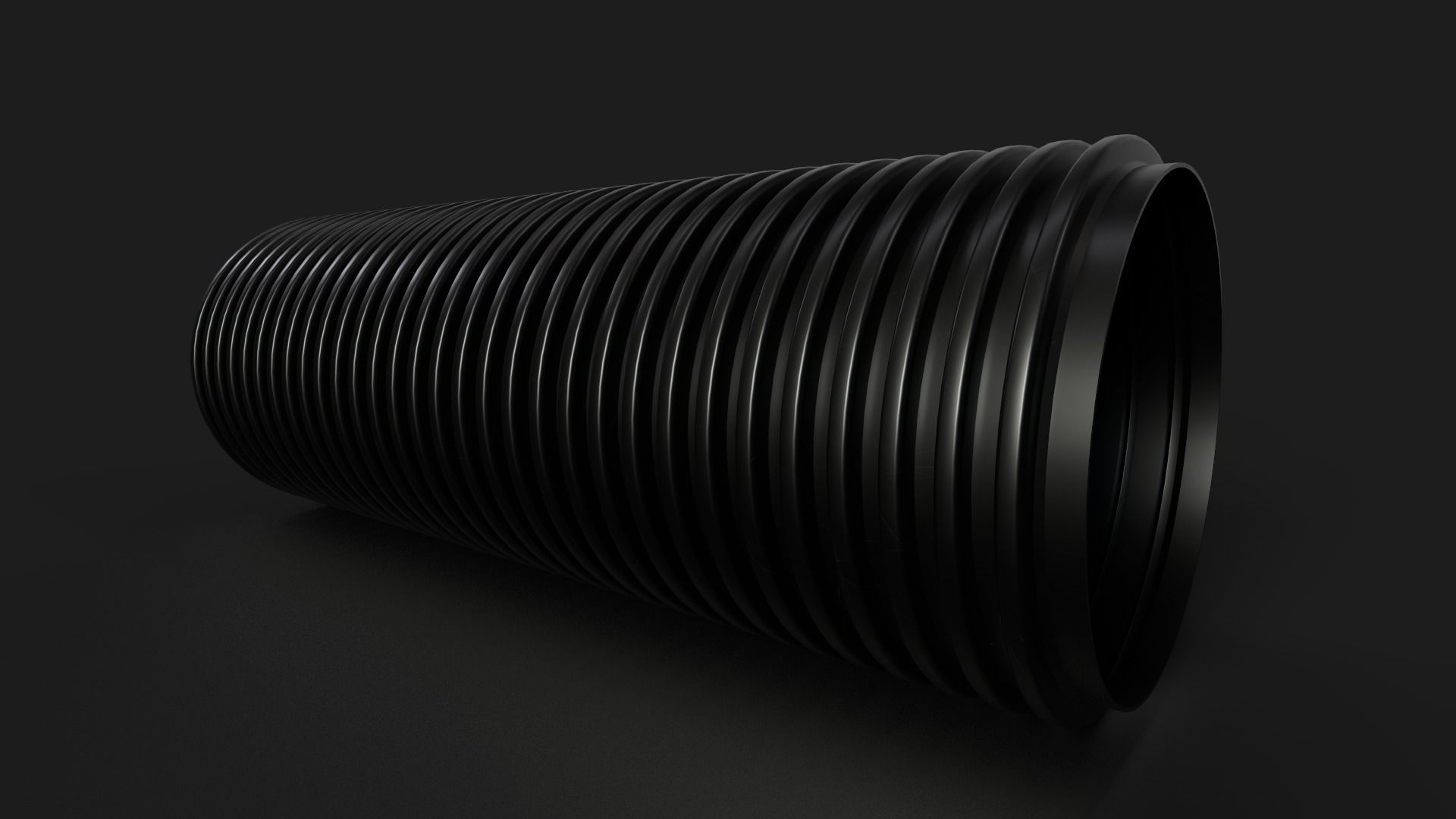 4 Foot by 1 Foot Black Corrugated Tube free 3D model | CGTrader