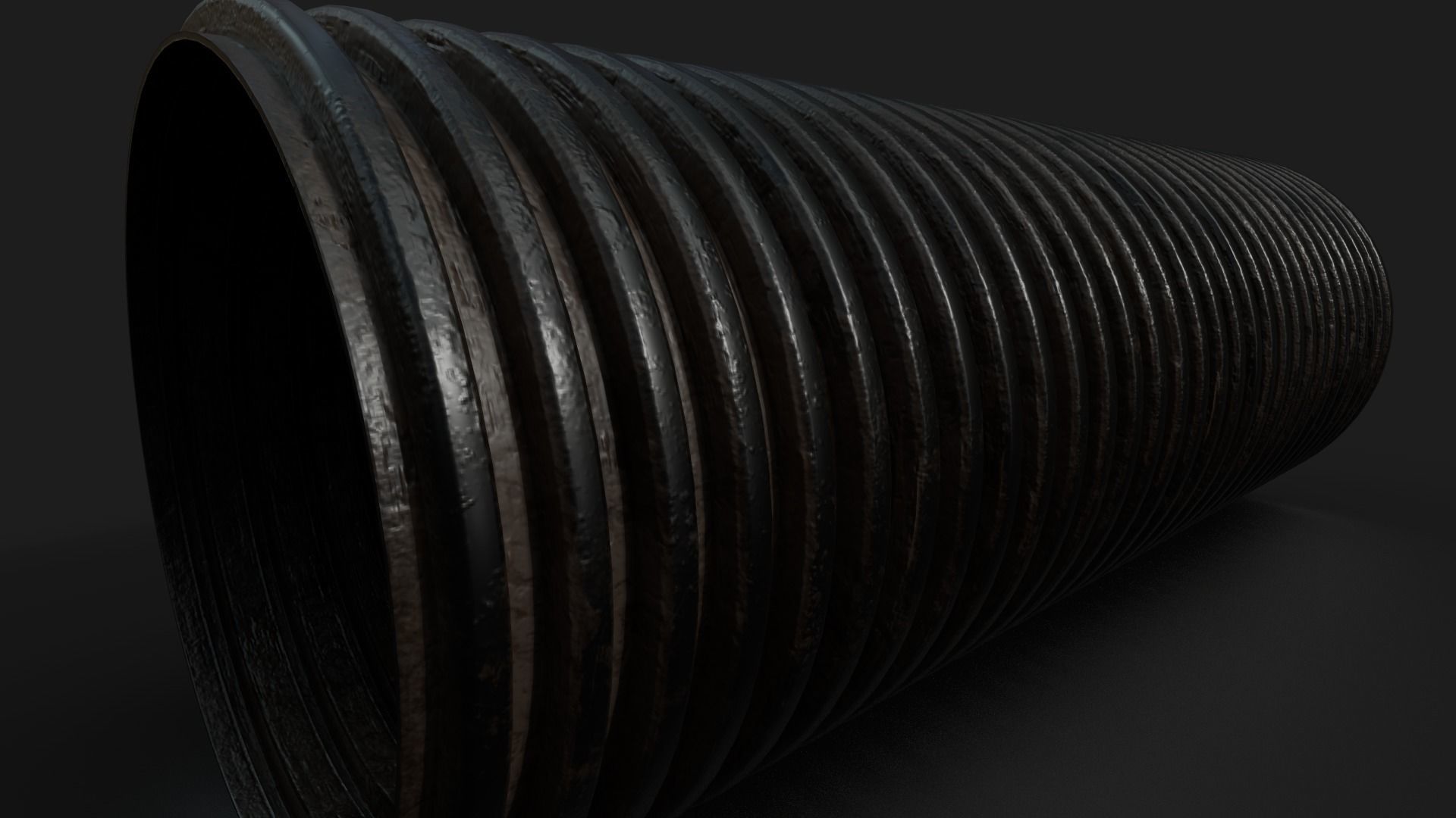 4 Foot by 1 Foot Black Corrugated Tube free 3D model | CGTrader