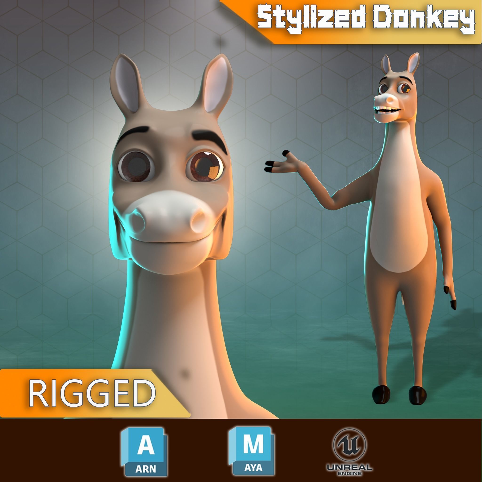 3D model Stylized Male Donkey Rigged VR / AR / low-poly | CGTrader