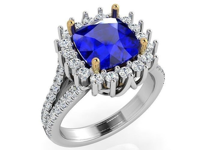 Blue Square Diamond Rings