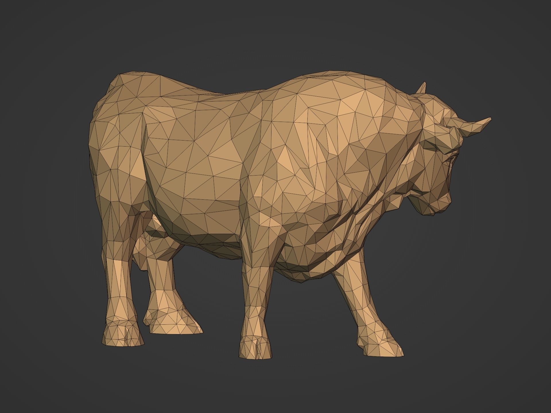 Polygonal Bull Statue 3D model 3D printable | CGTrader