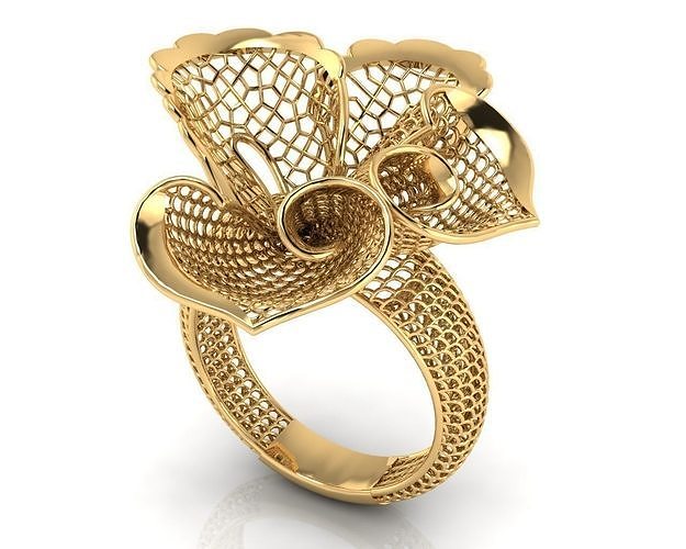 Net Design Jaali Ring 3D model 3D printable | CGTrader