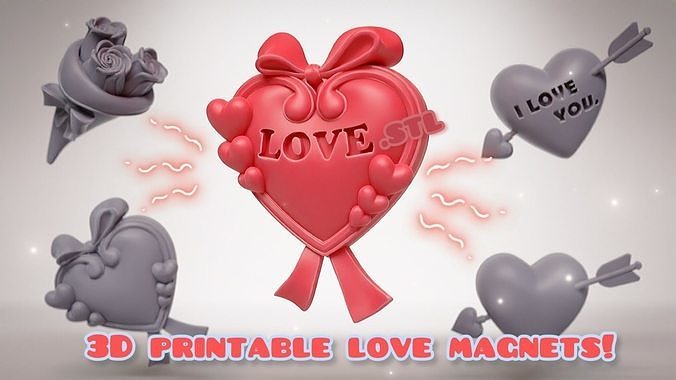 Valentines day Love magnets 3D model 3D printable | CGTrader