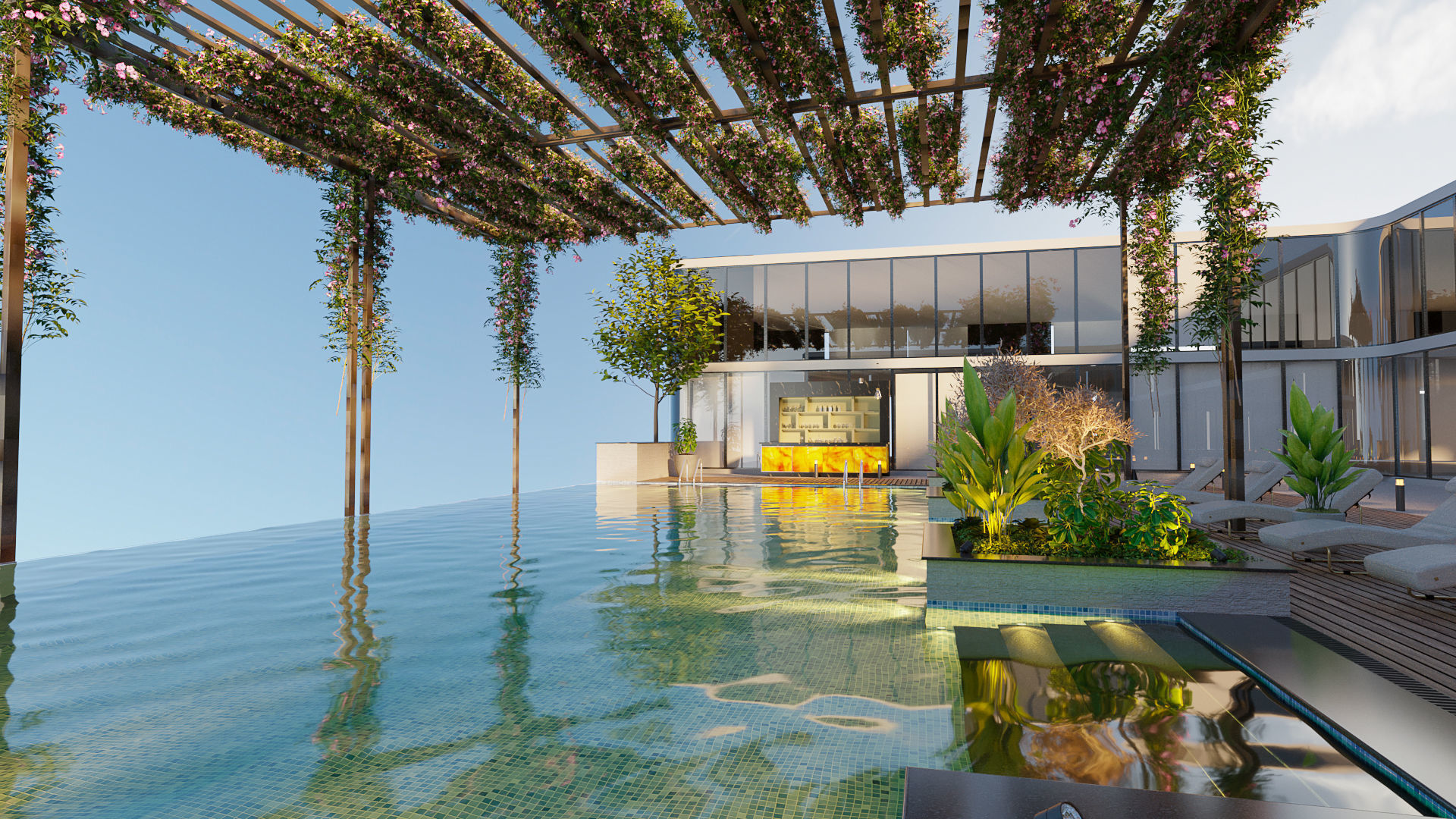 Rooftop infinity swimming pool 3D model | CGTrader