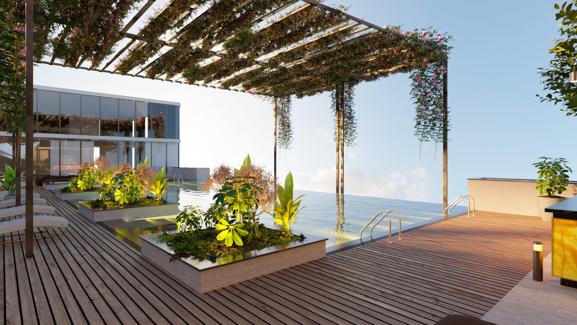 Rooftop infinity swimming pool 3D model | CGTrader