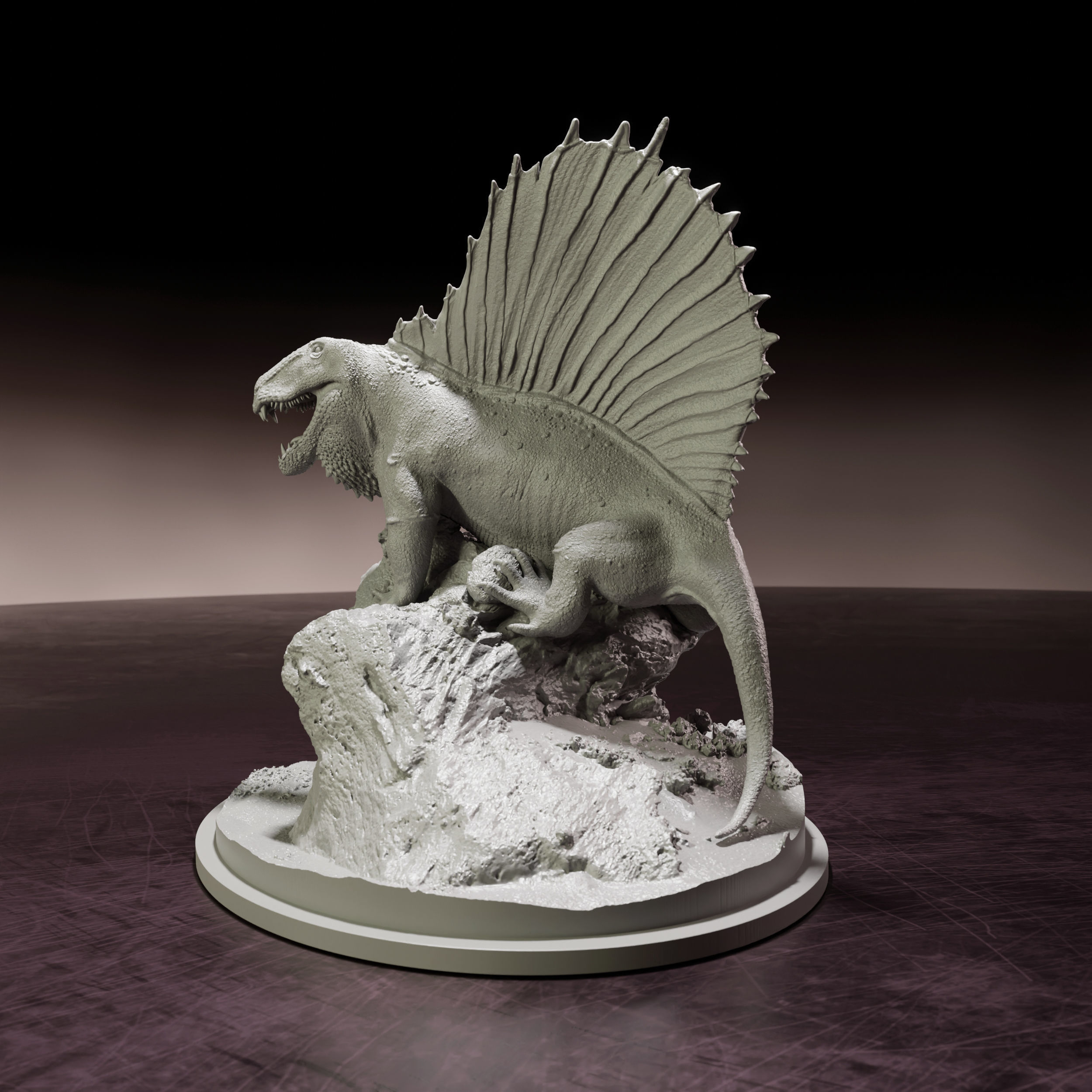 Dimetrodon on a rock - pre-supported 3D model 3D printable | CGTrader