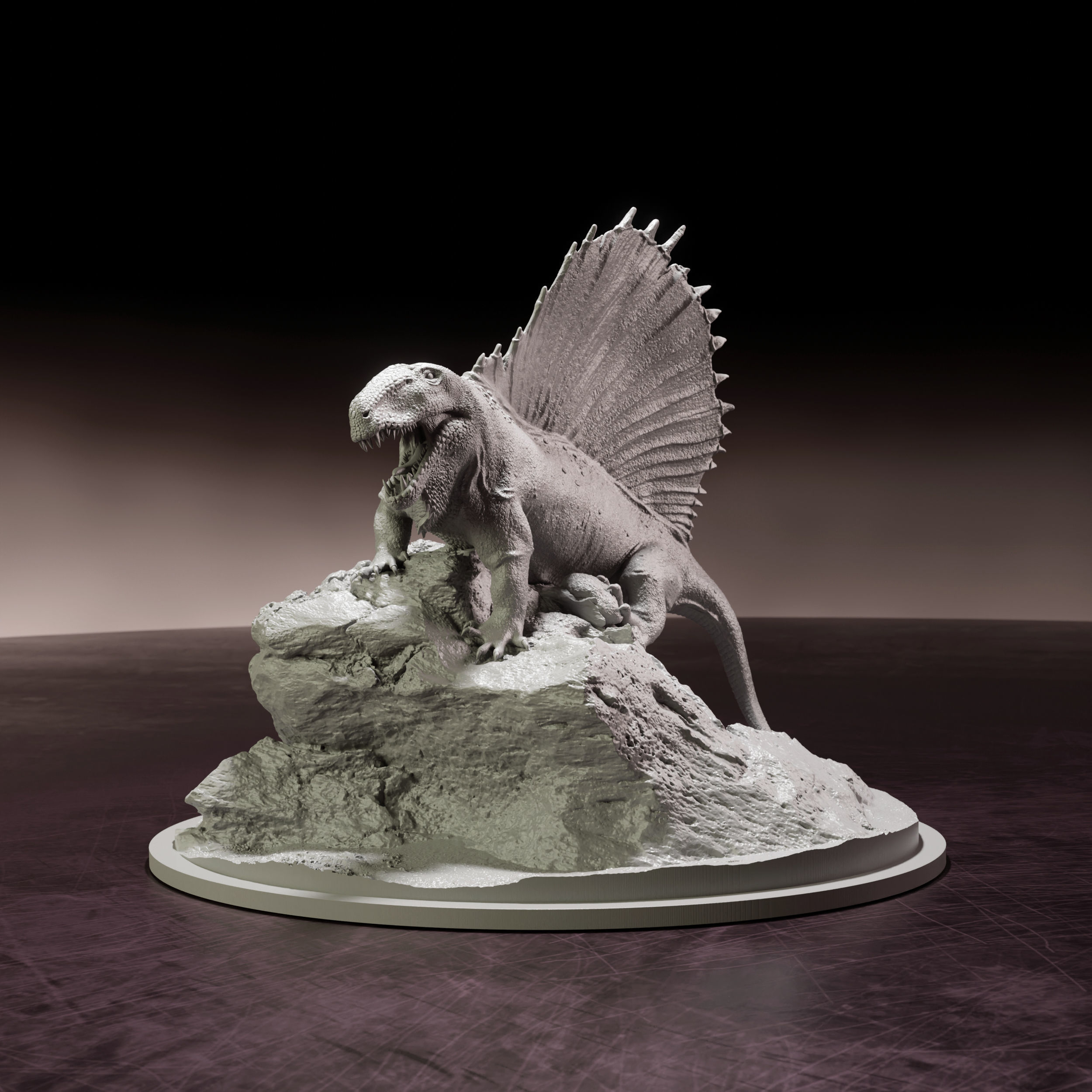 Dimetrodon on a rock - pre-supported 3D model 3D printable | CGTrader