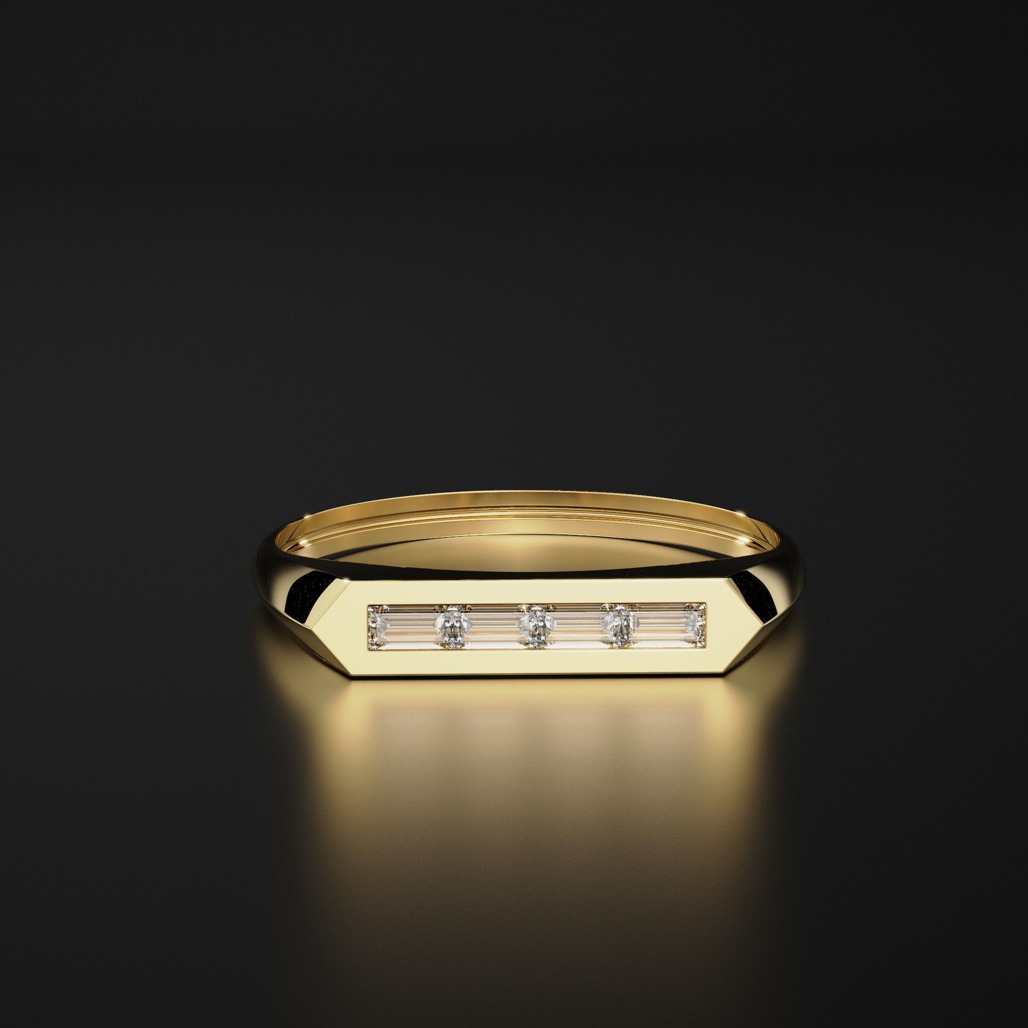 Bar Baguette Diamond Gold Ring Stacking Wedding Band 3D model 3D printable | CGTrader