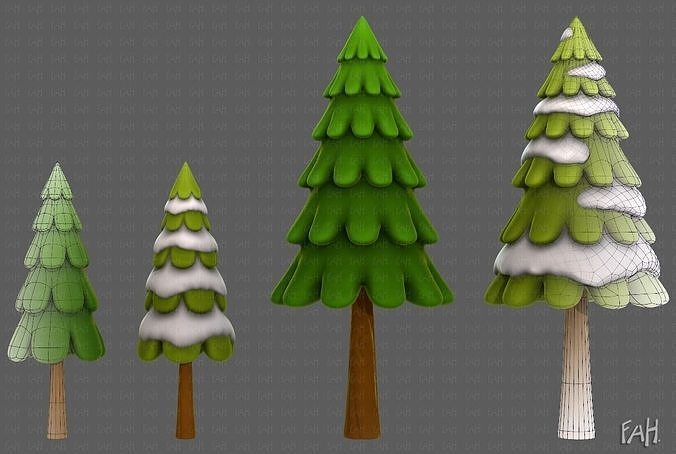 3D model Trees Cartoon V21 VR / AR / low-poly | CGTrader