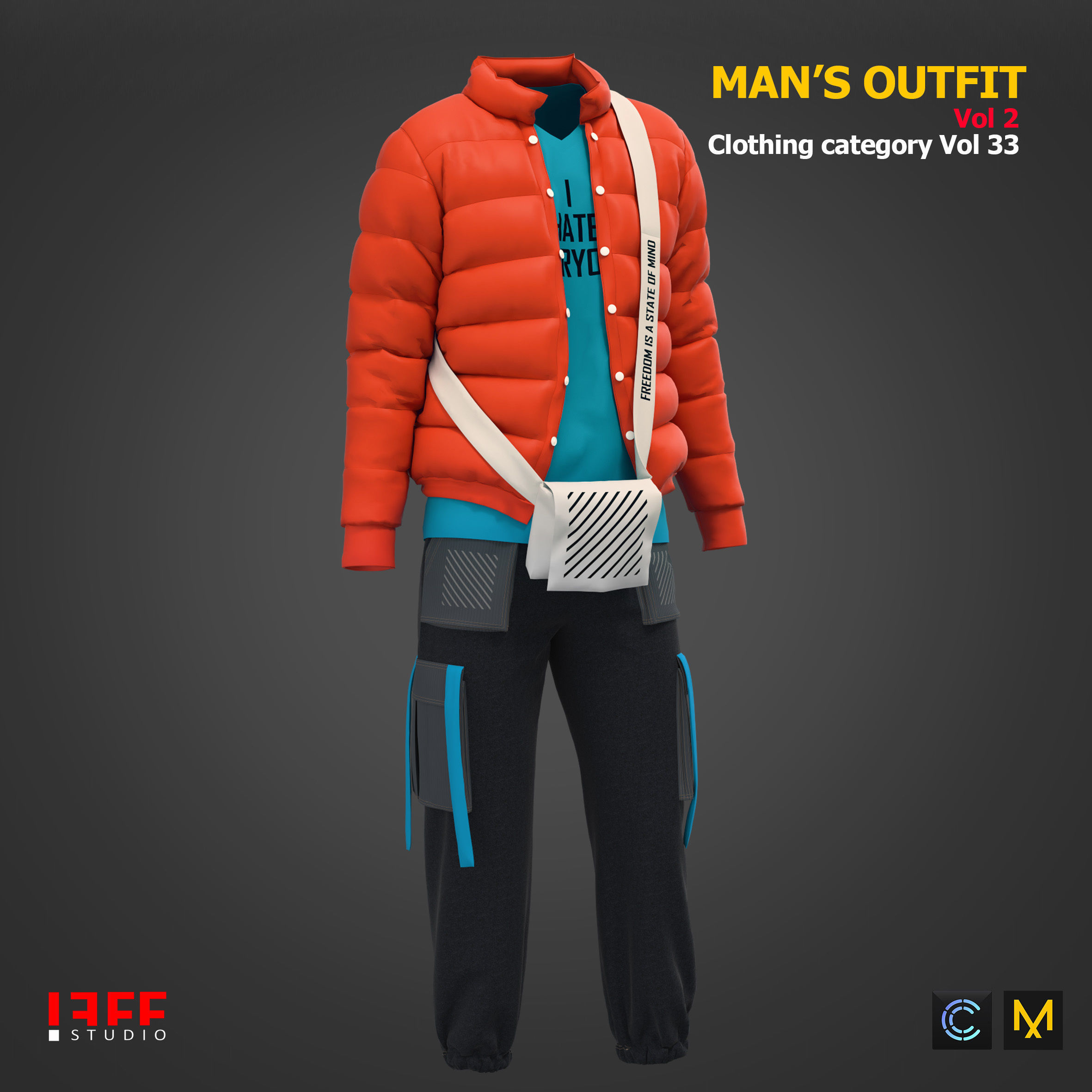 Jeff studio Man outfit Vol 2 Marvelous designer free VR / AR / low-poly ...