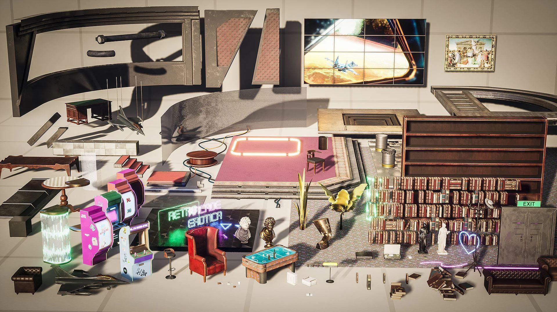 3D model Cyber Arcade Environment kit - UE5 VR / AR / low-poly | CGTrader