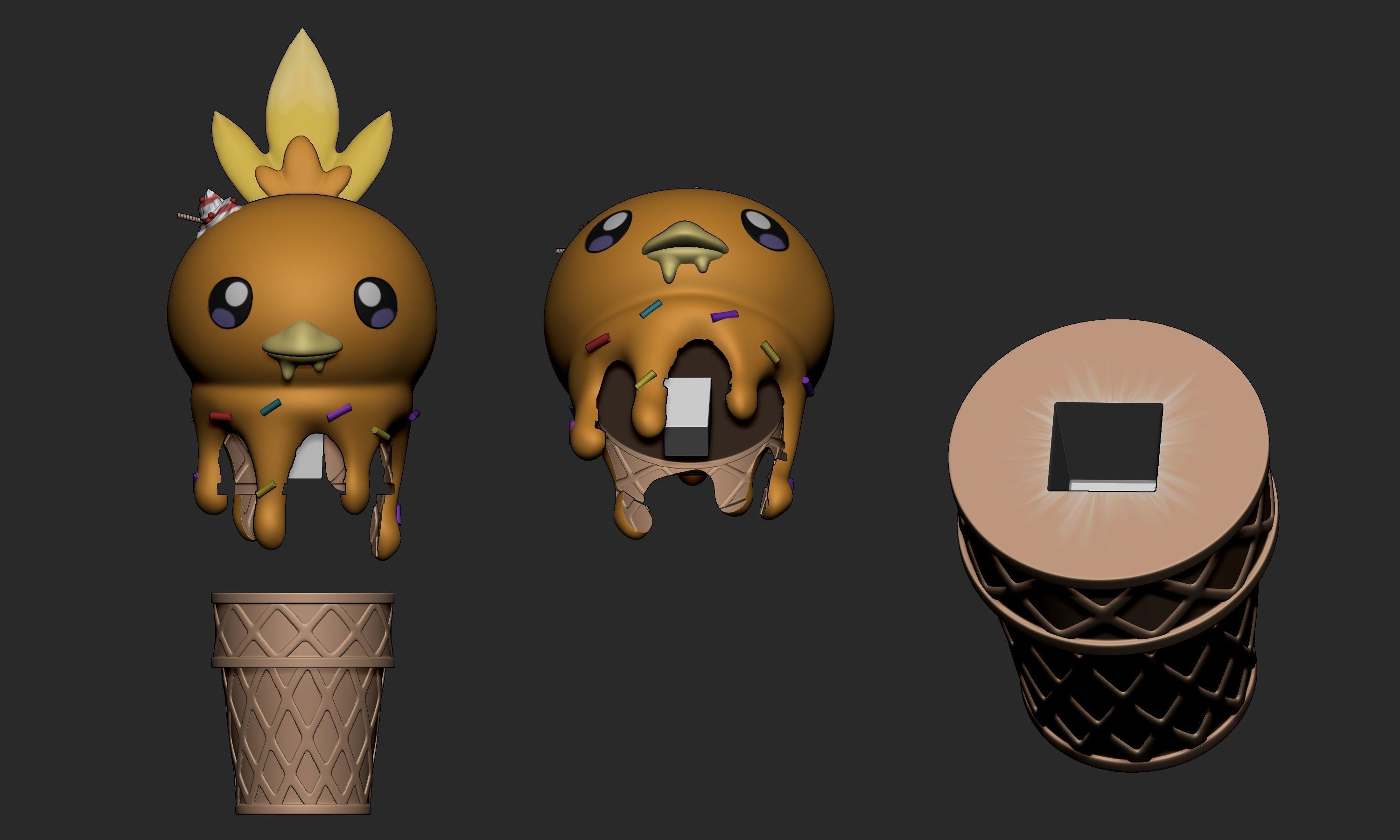 Pokemon - Ice Cream Torchic 3D model 3D printable | CGTrader