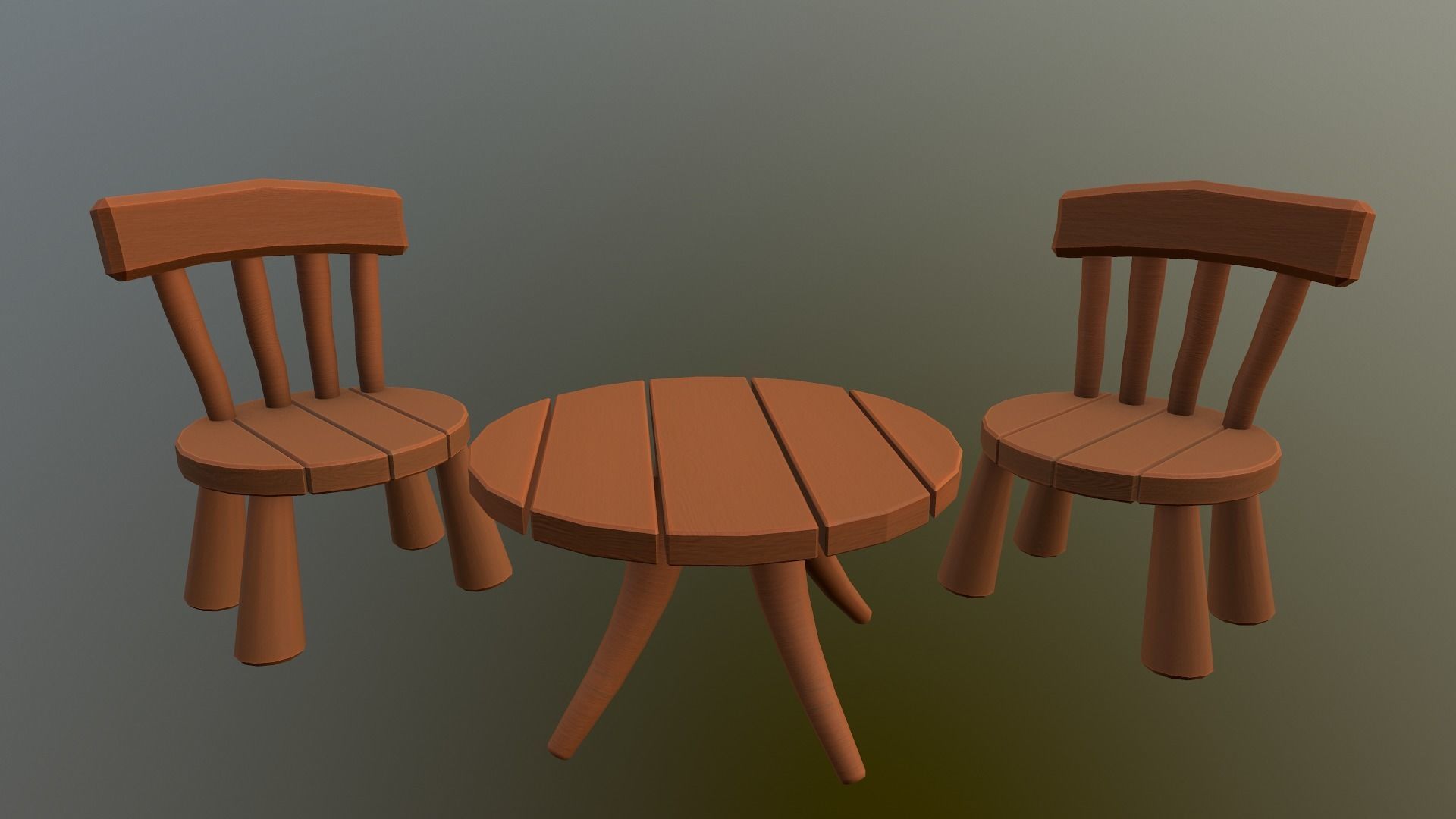 3D model Cartoon Chair and Table VR / AR / low-poly | CGTrader