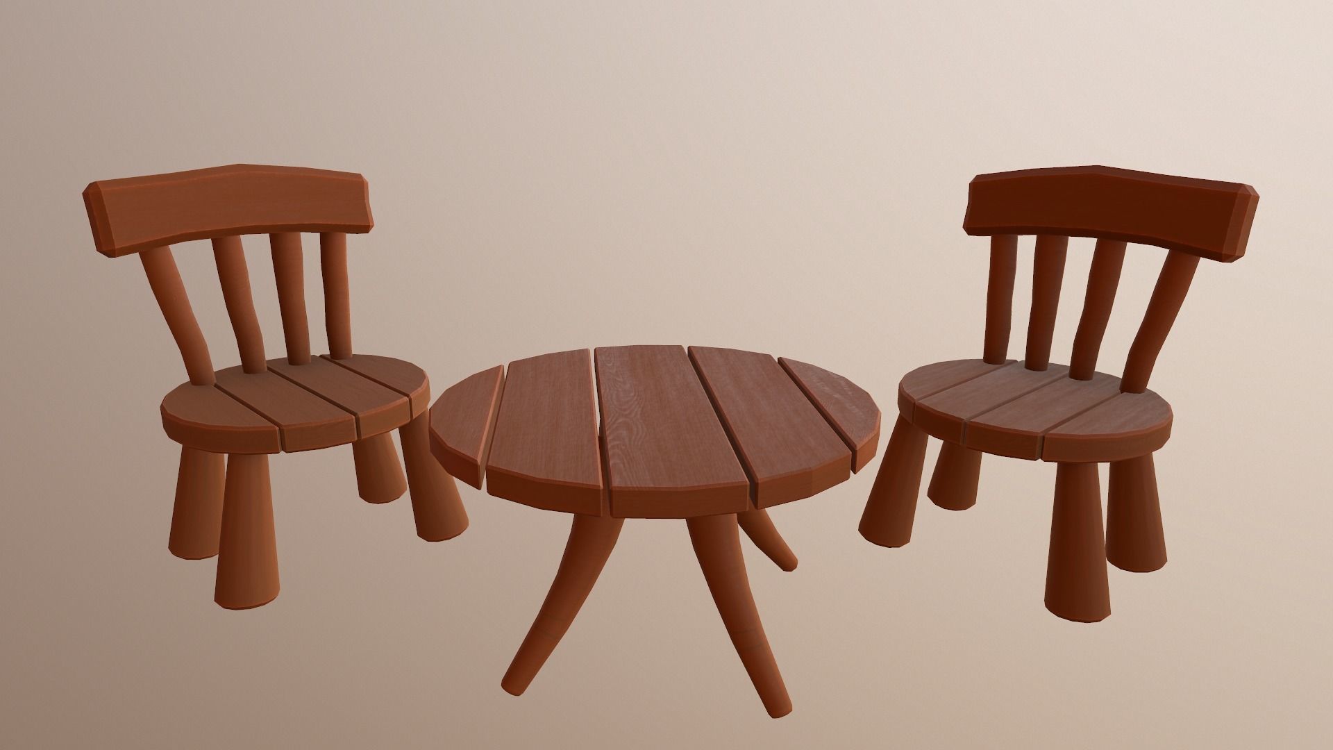 3D model Cartoon Chair and Table VR / AR / low-poly | CGTrader