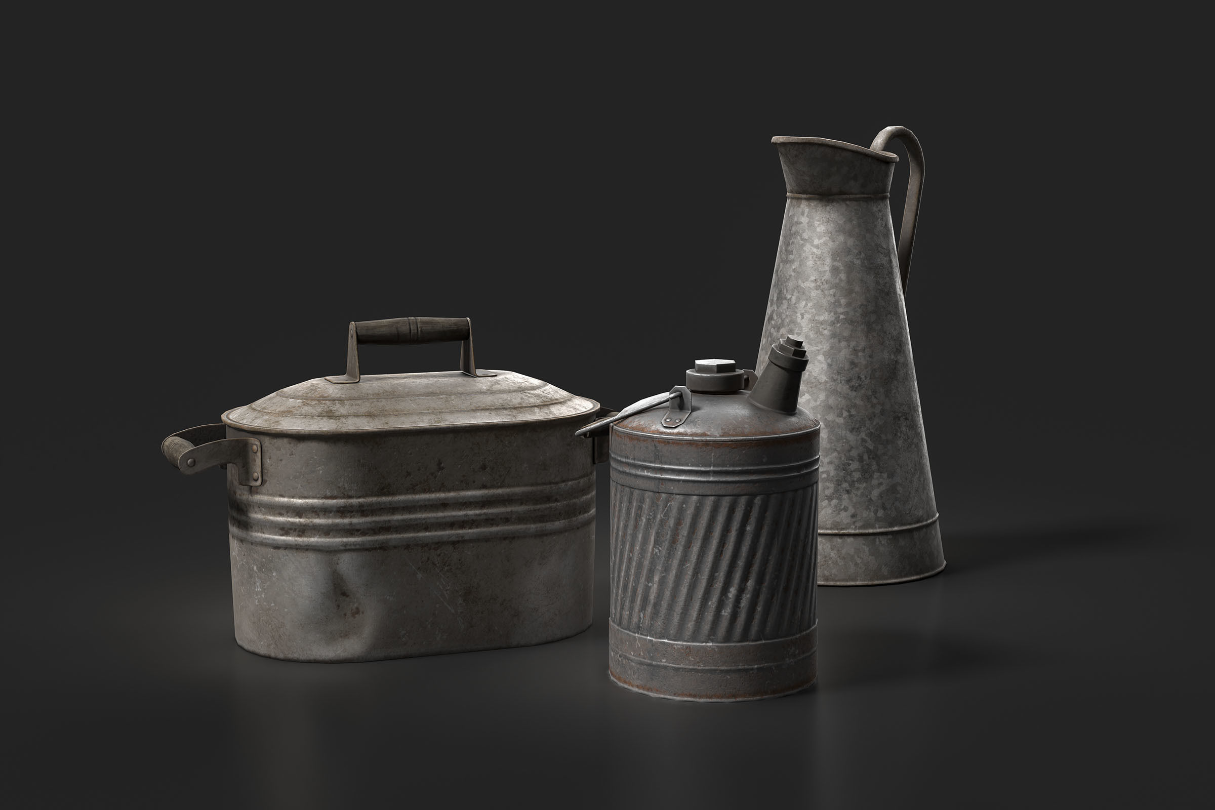 3D model Antique metal containers set VR / AR / low-poly | CGTrader