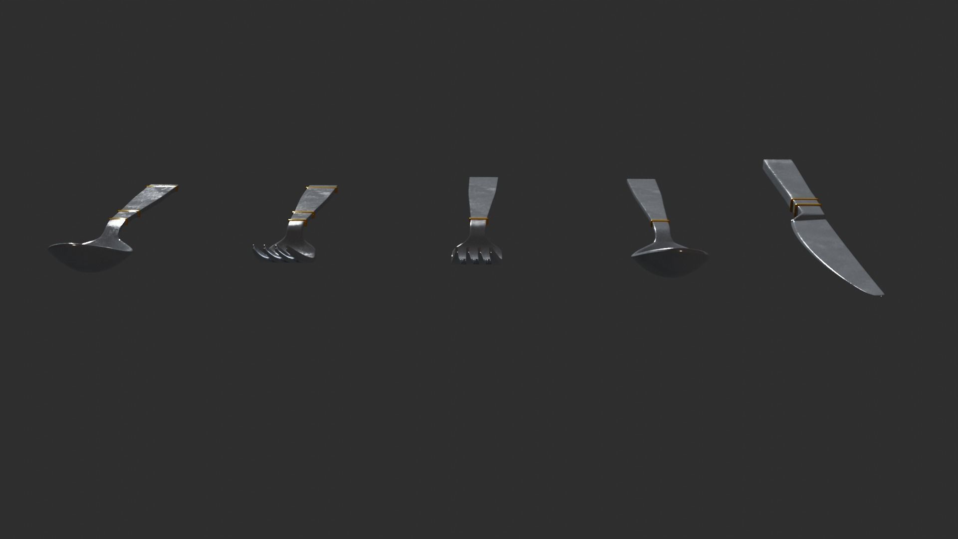 spoon set fork with handle 3D model | CGTrader