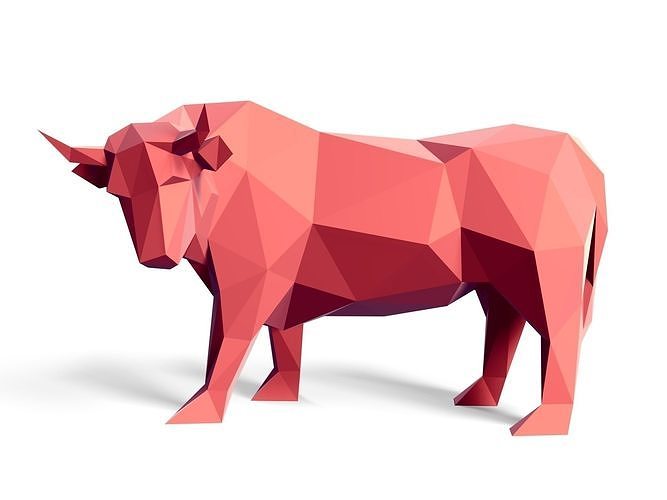 Low Poly Bull Figurine 3D model 3D printable | CGTrader