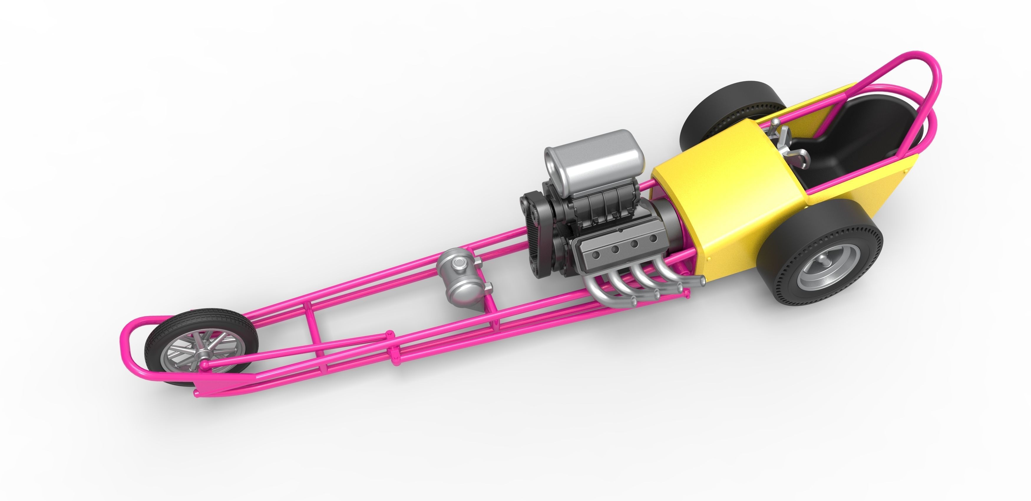 Front engine old school three wheeled dragster Scale 1 to 25 3D model ...