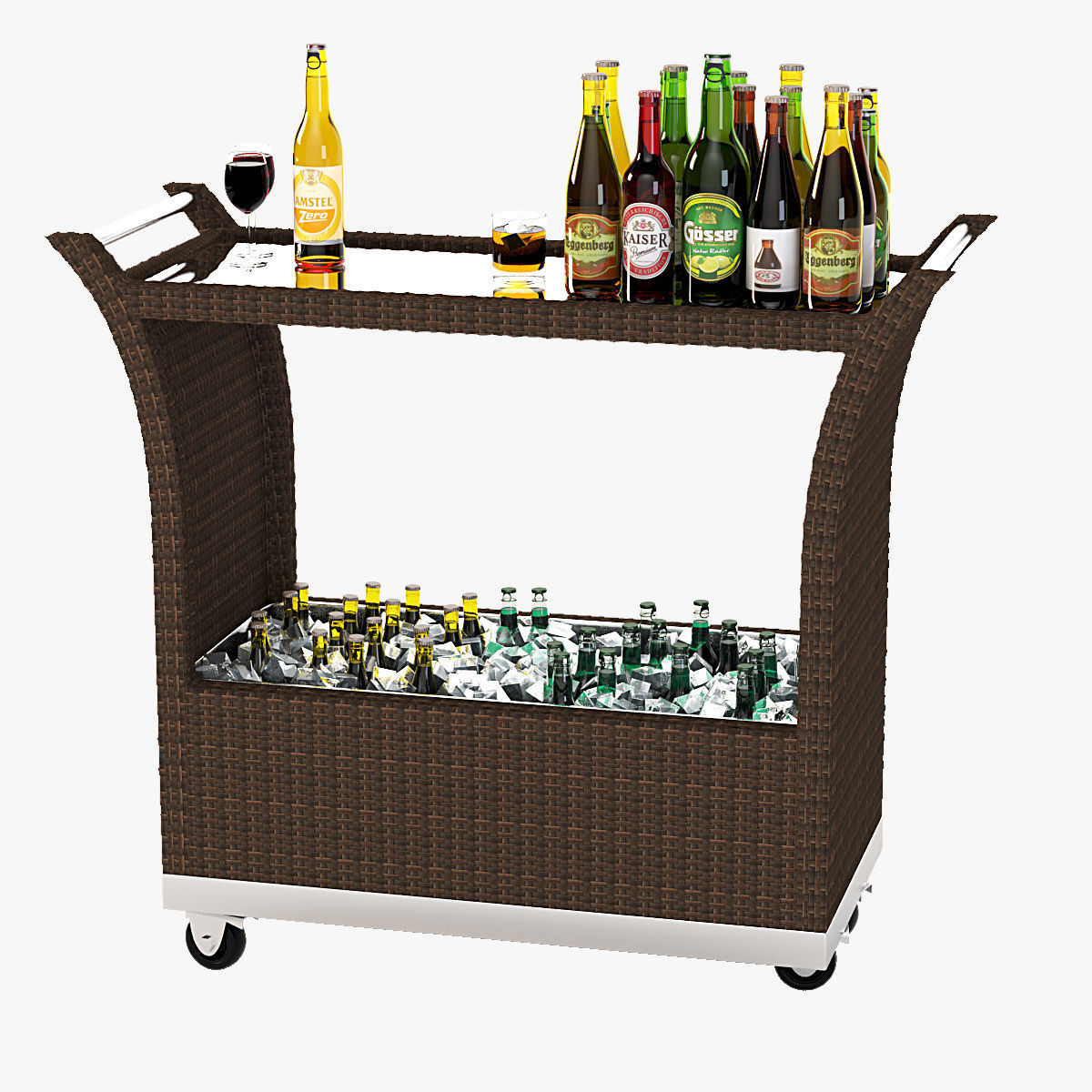 Outdoor Wicker Beverage Carts The Urban Backyard 3D model | CGTrader