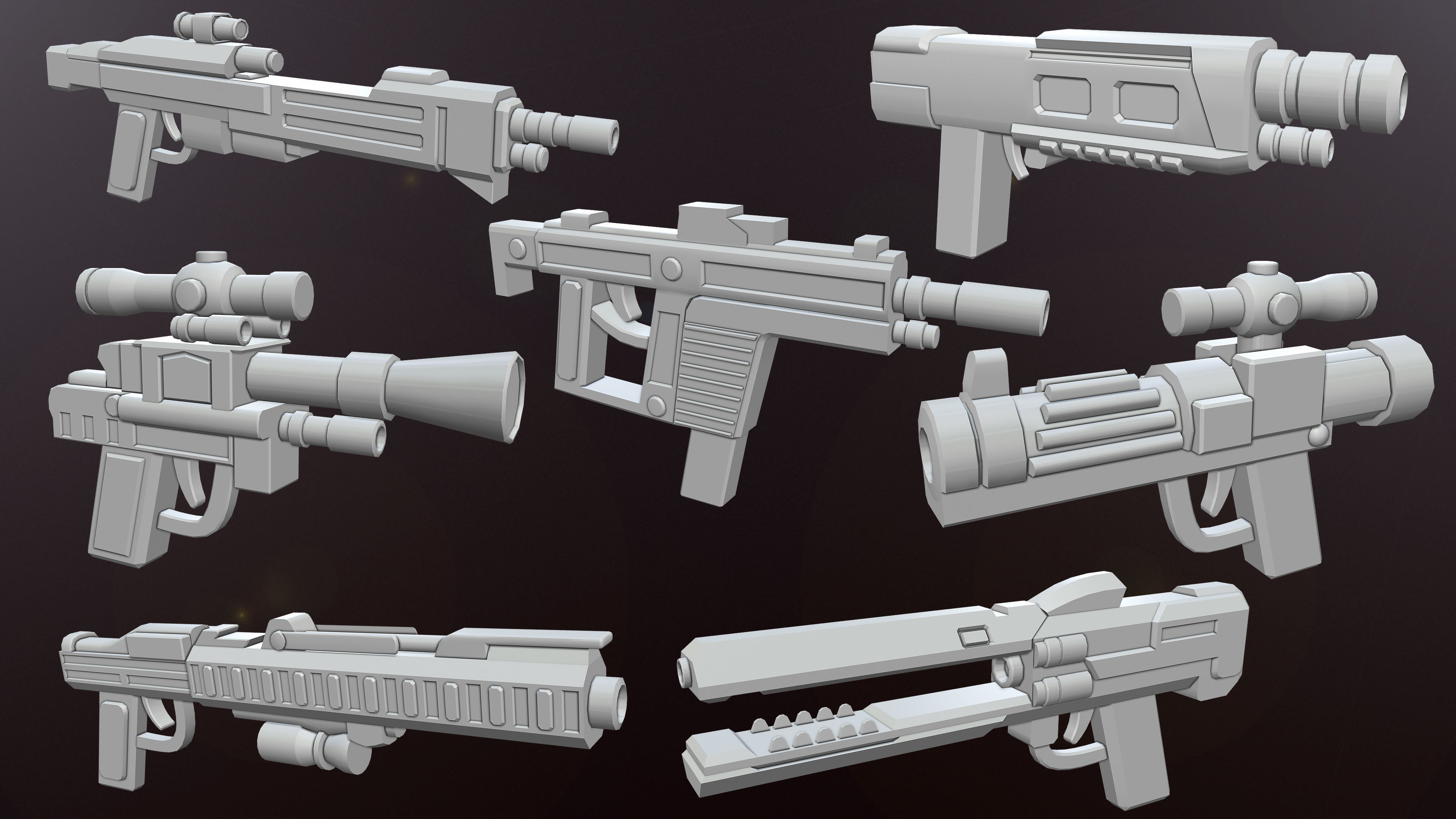 Sci-fi Gun Base meshes with uv 3D model | CGTrader