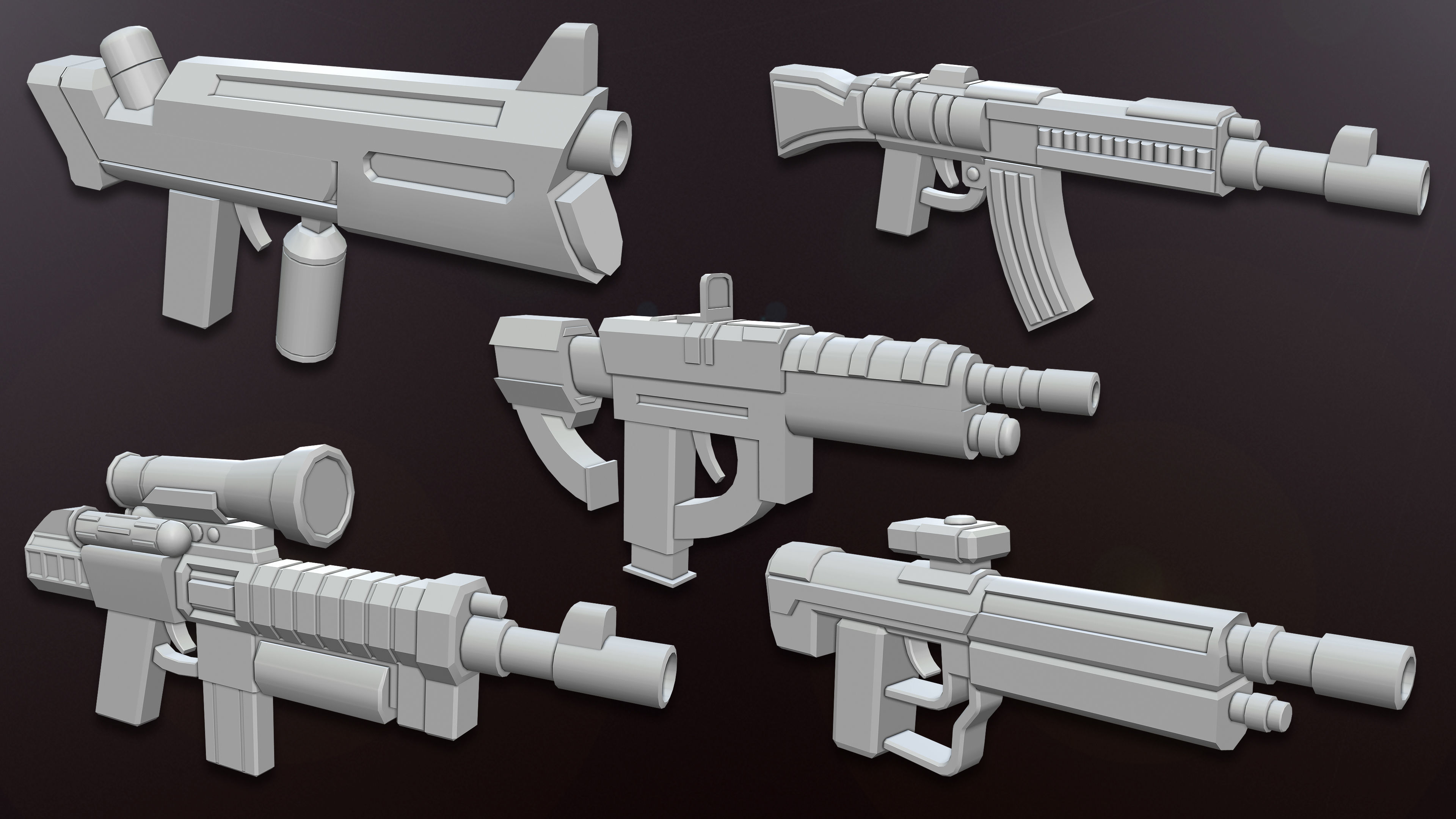 Sci-fi Gun Base meshes with uv 3D model | CGTrader