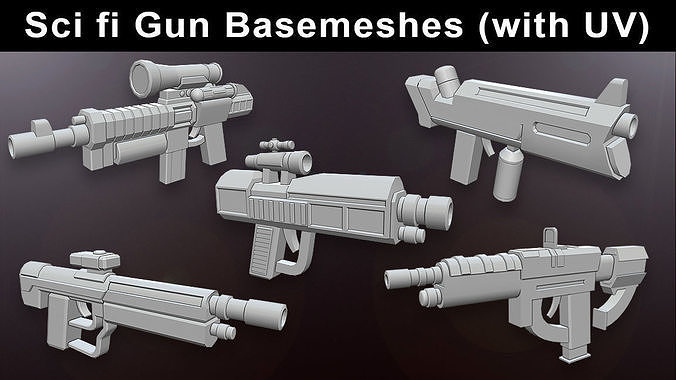 Sci-fi Gun Base meshes with uv 3D model | CGTrader
