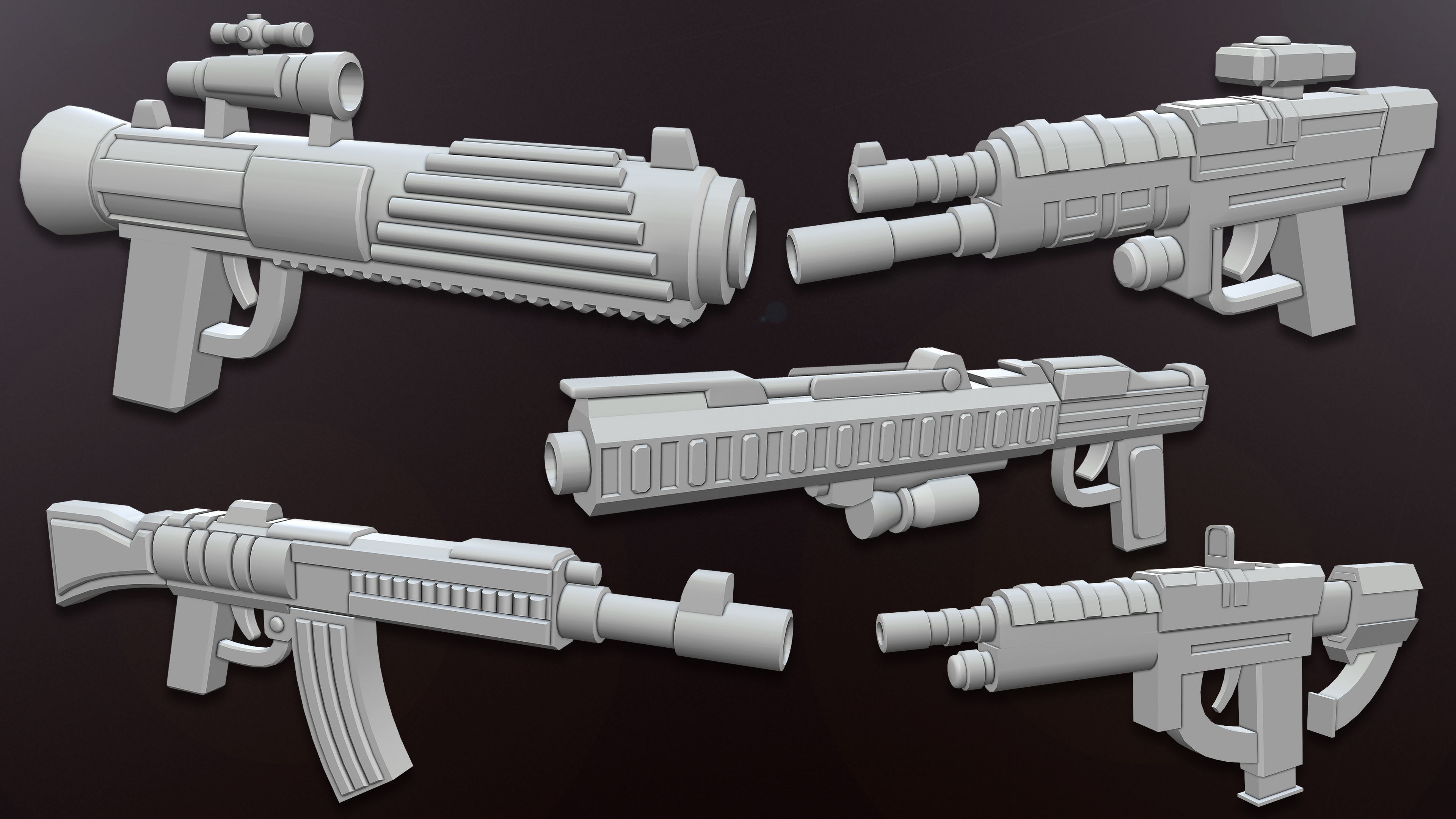 Sci-fi Gun Base meshes with uv 3D model | CGTrader